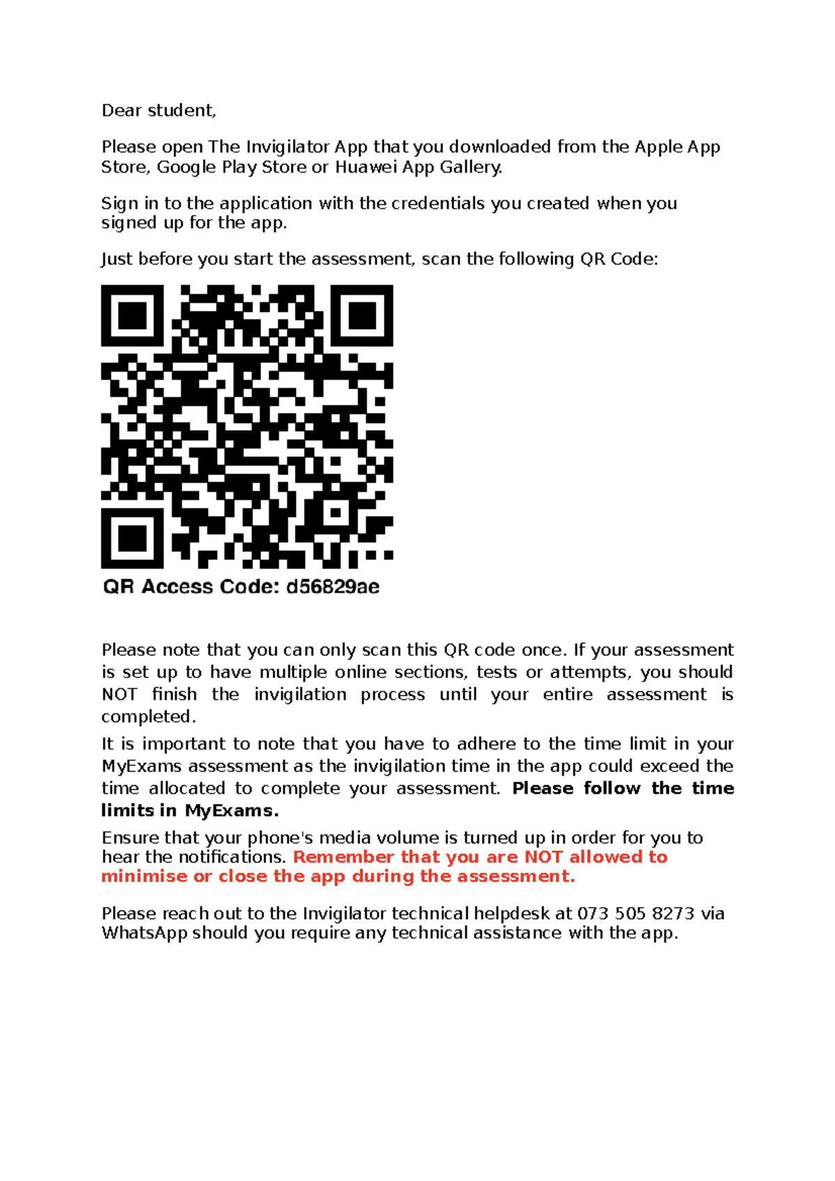 MCQ QR code and instructions - for My Exams - CPR3701 - MBA655 - Wits ...