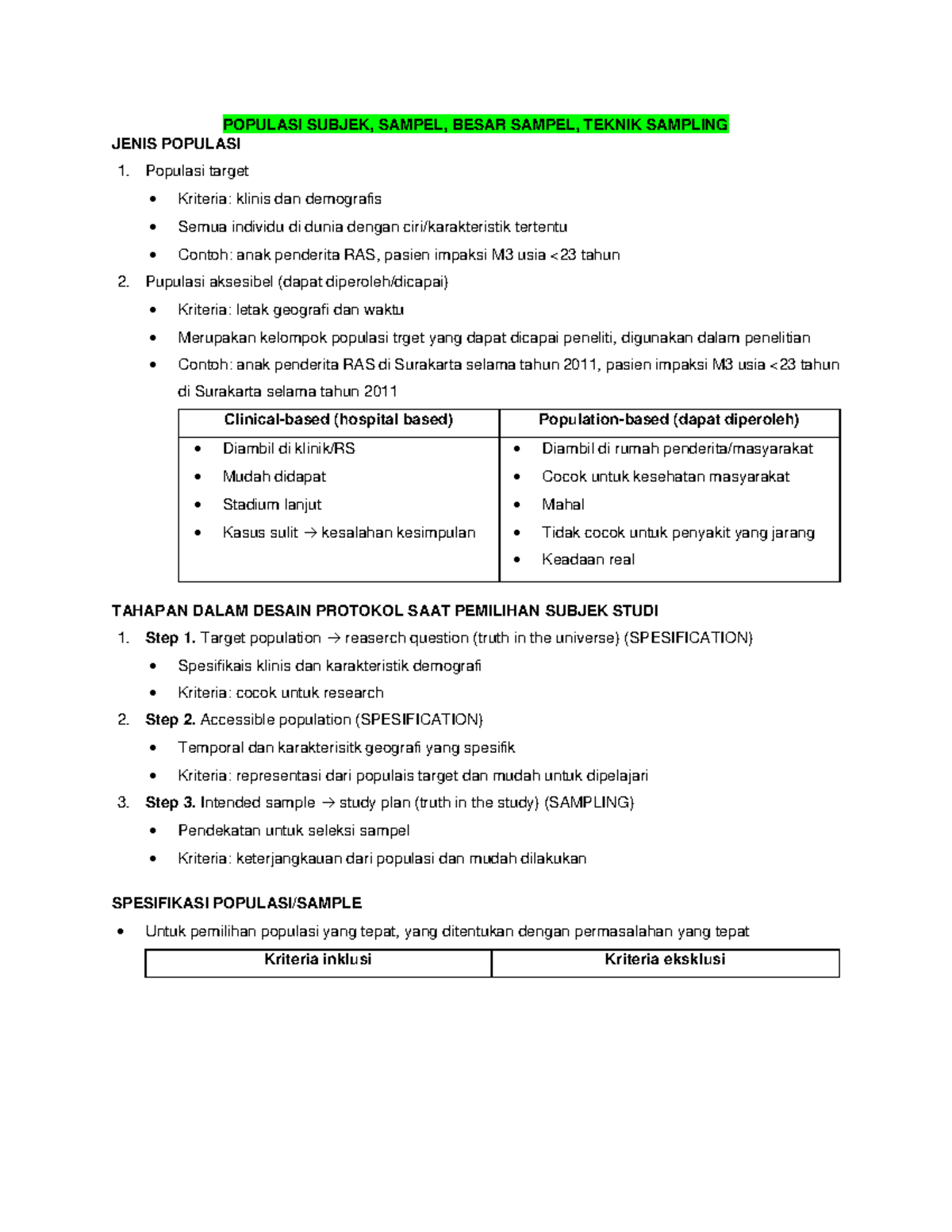 Teknik Sampling, Populasi, dan Sampel - POPULASI SUBJEK, SAMPEL, BESAR ...