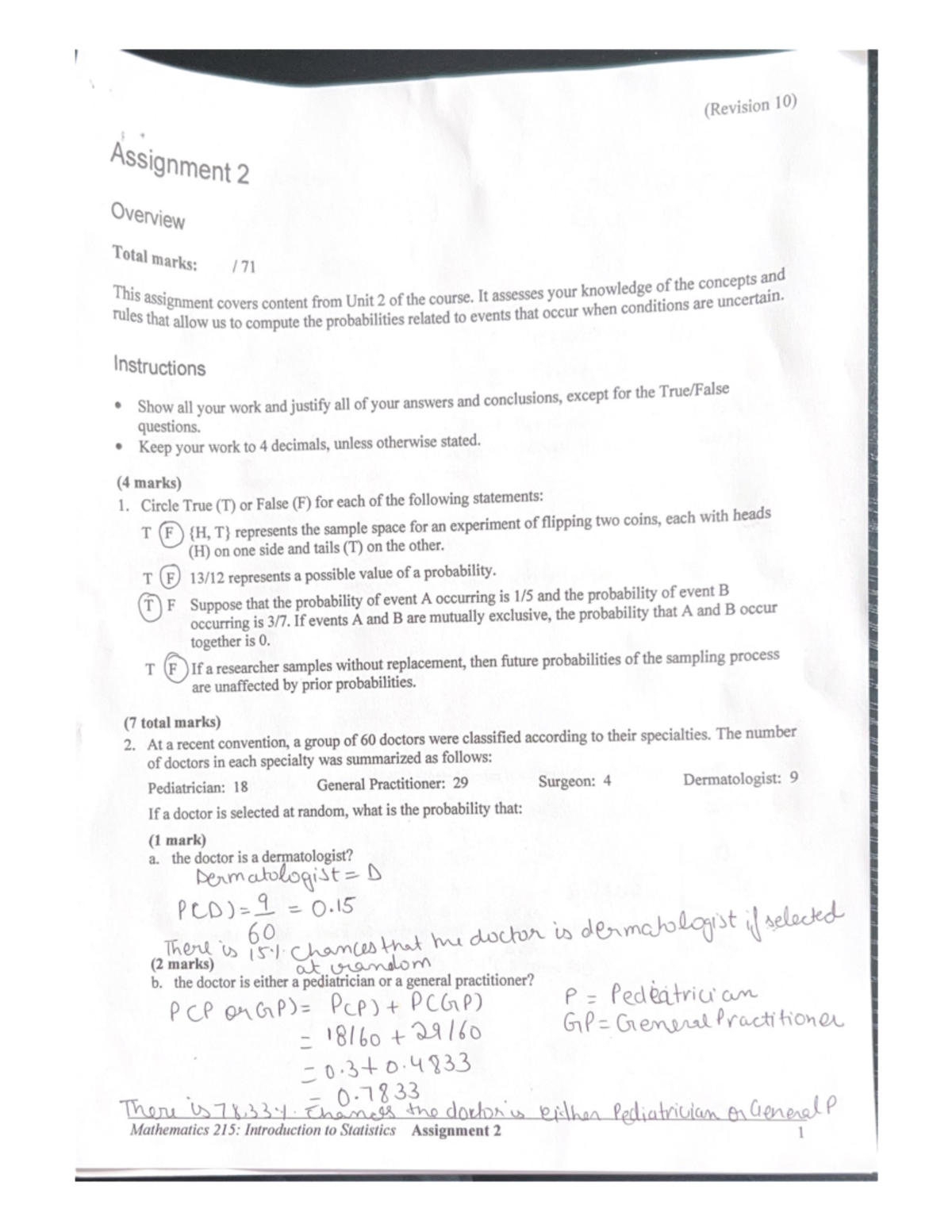 (Revision 10) - Good - Math 215 - AU - Studocu