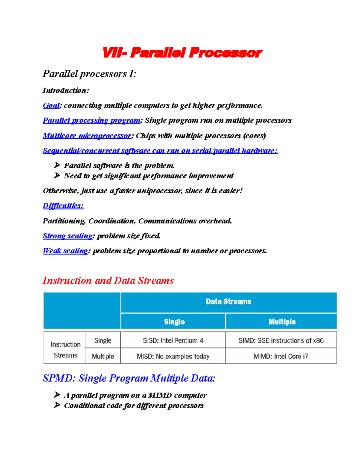 Computer Architeture C952 Module VII - VII- Parallel Processor Parallel processors I ...