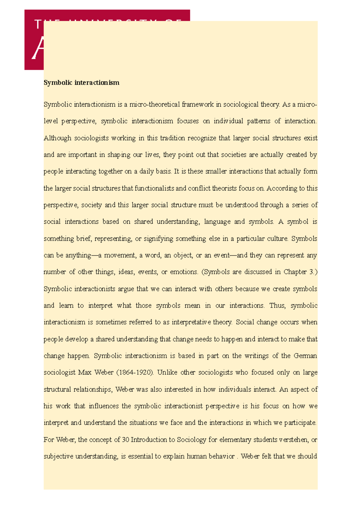 Lecture Documents Sociology - Symbolic interactionism - Symbolic ...