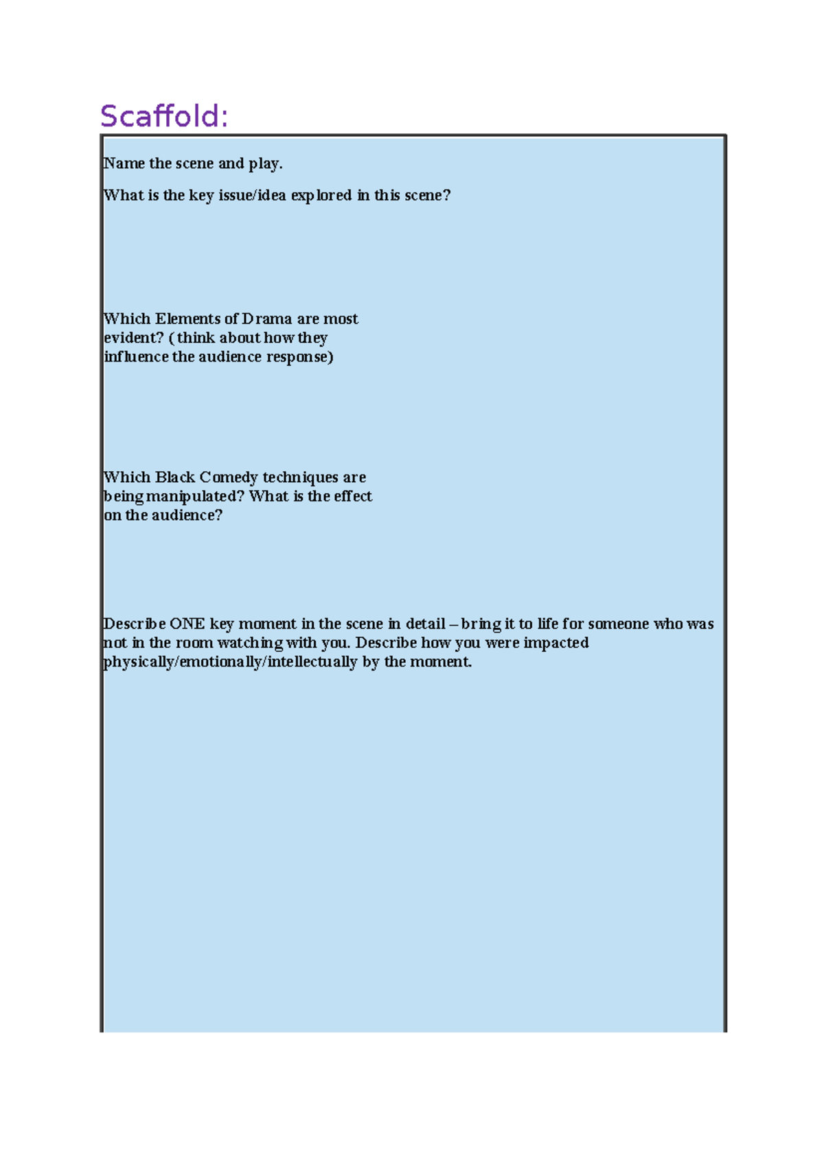 Dramarev 2023YR12 - Drama notes high school, year 11-12 - Scaffold ...