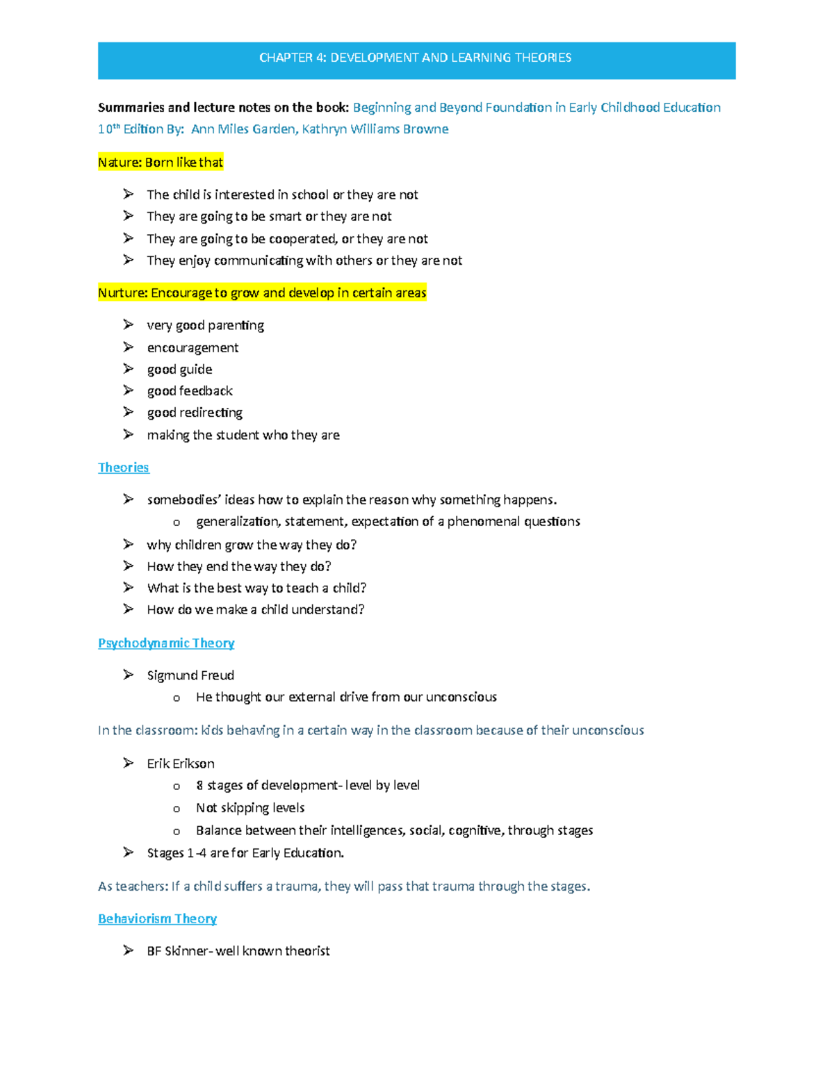 Chapter 4: Development and Learning Theories - Summaries and lecture ...