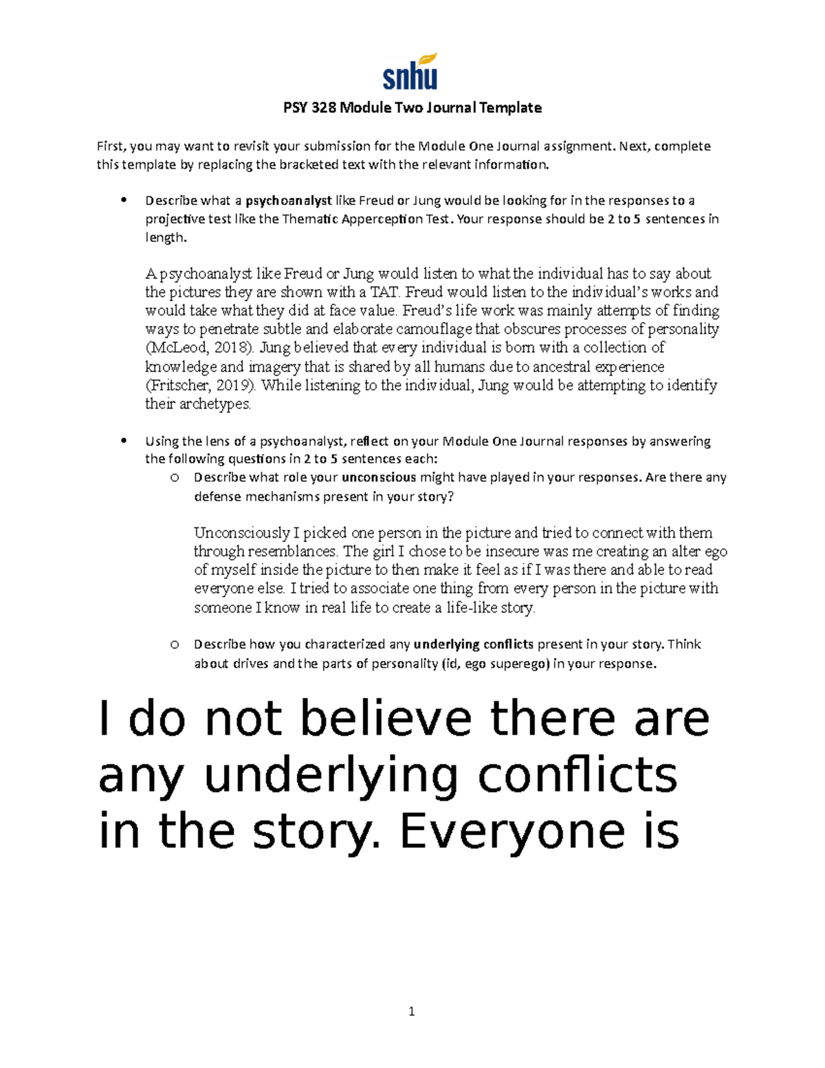 Theorie Personalitymod 2 - PSY 328 Module Two Journal Template First ...