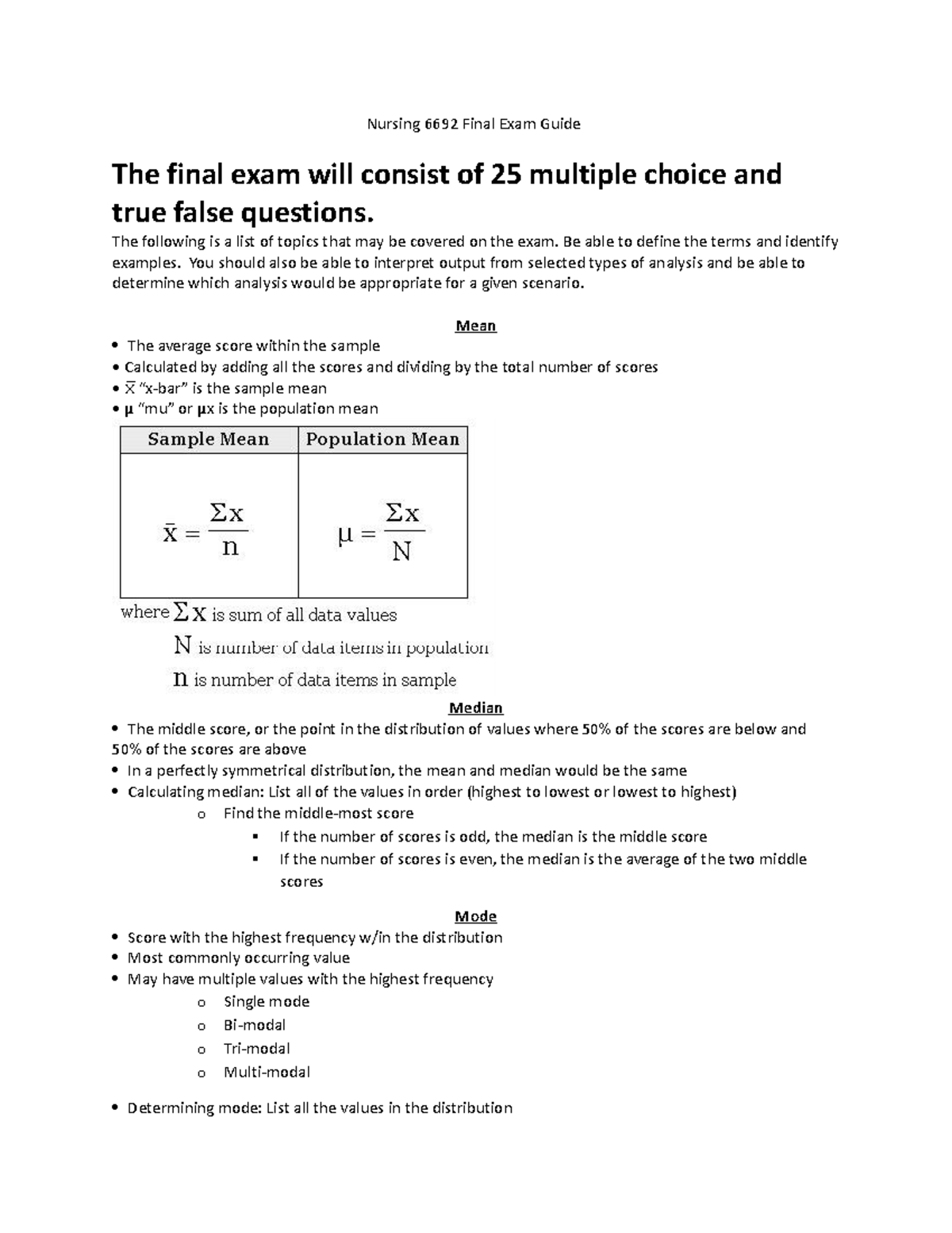 6692 Final Exam Study Guide - Nursing 6692 Final Exam Guide The final ...