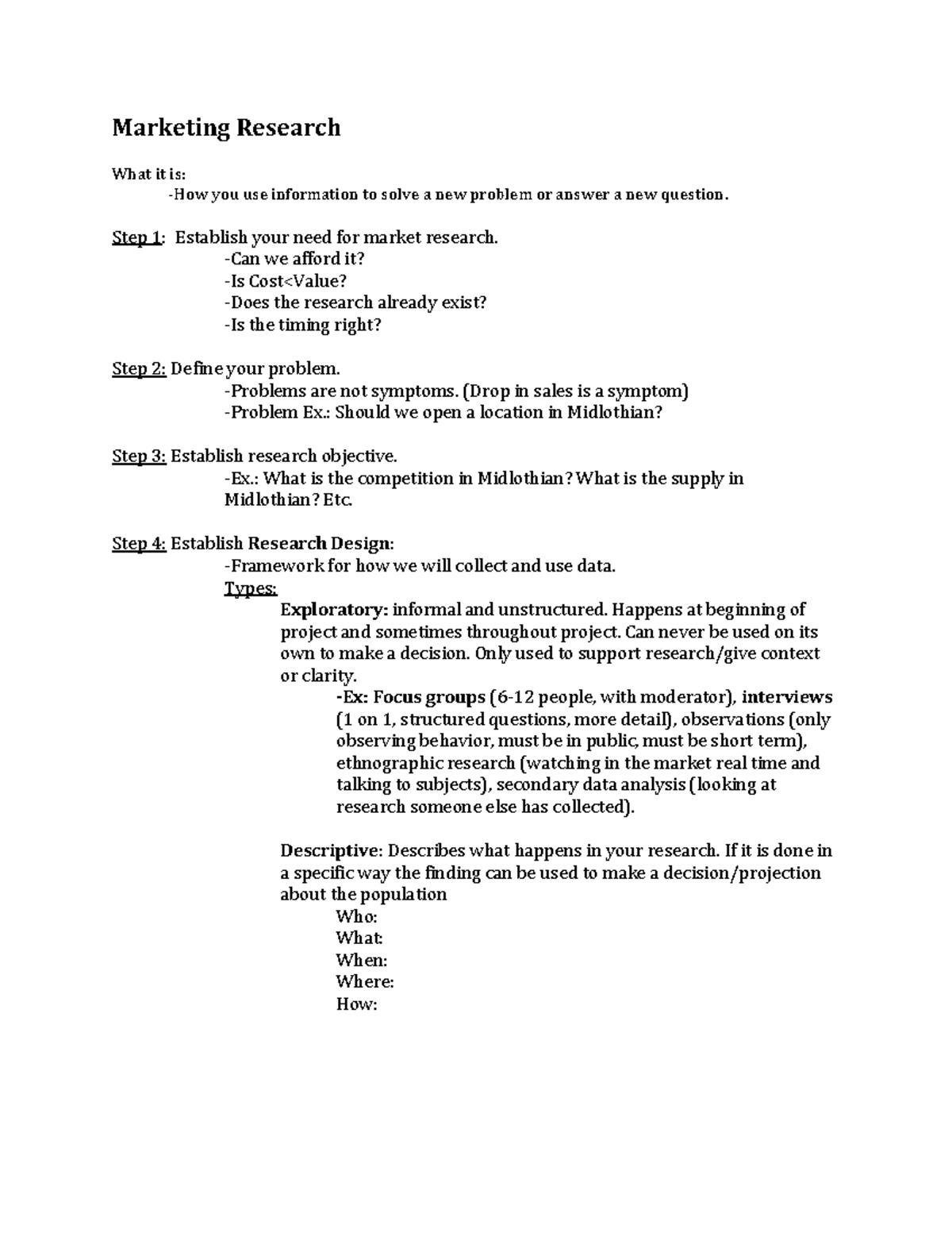 Chapter 3 Marketing Research Notes - Marketing Research What it is ...