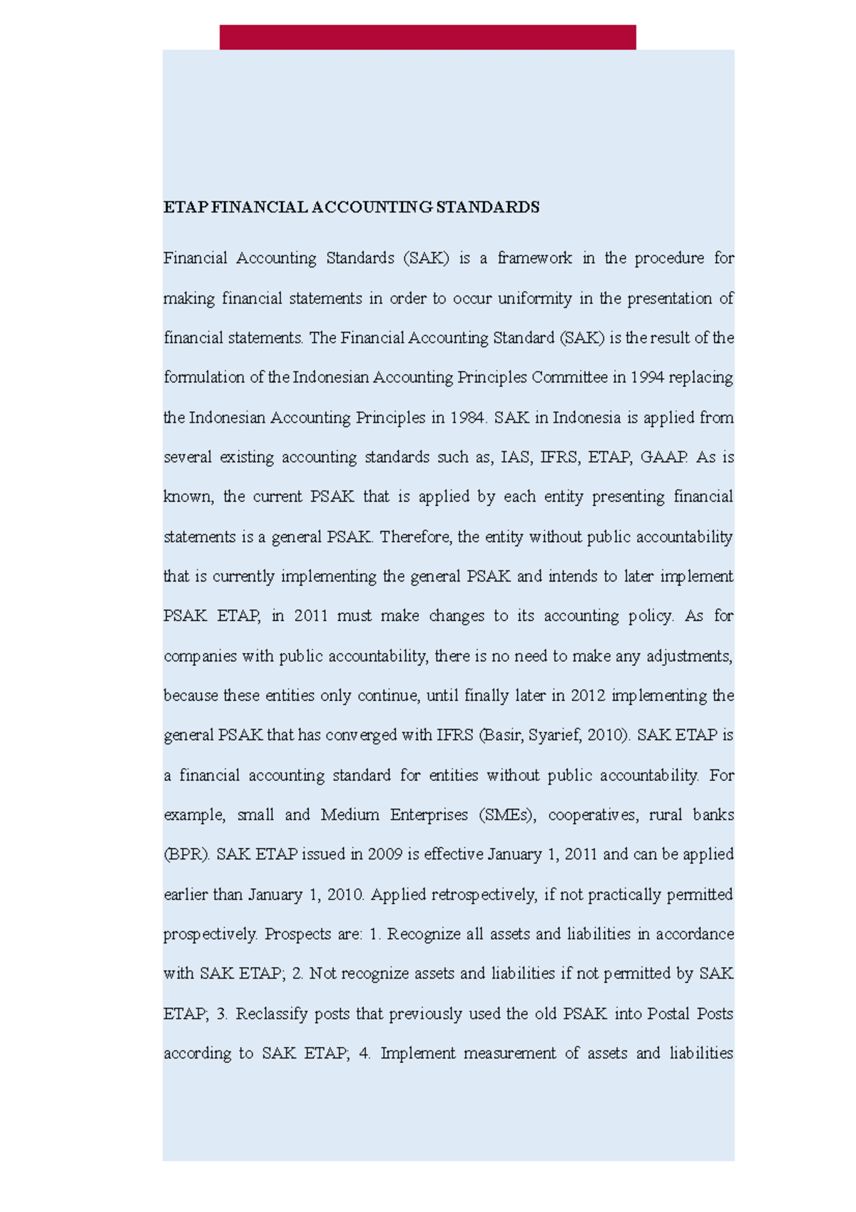 Notes Accounting - ETAP Financial Accounting Standards - ETAP FINANCIAL ...