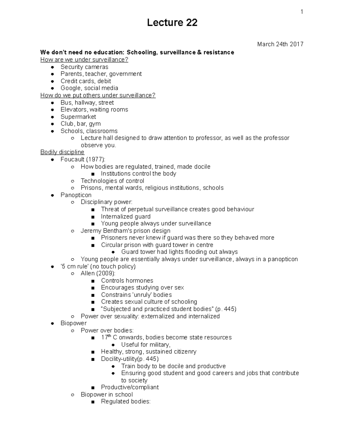 Lecture 22 March 24 - Danielle Molnar & Shauna Pomerantz - 1 Lecture 22 ...