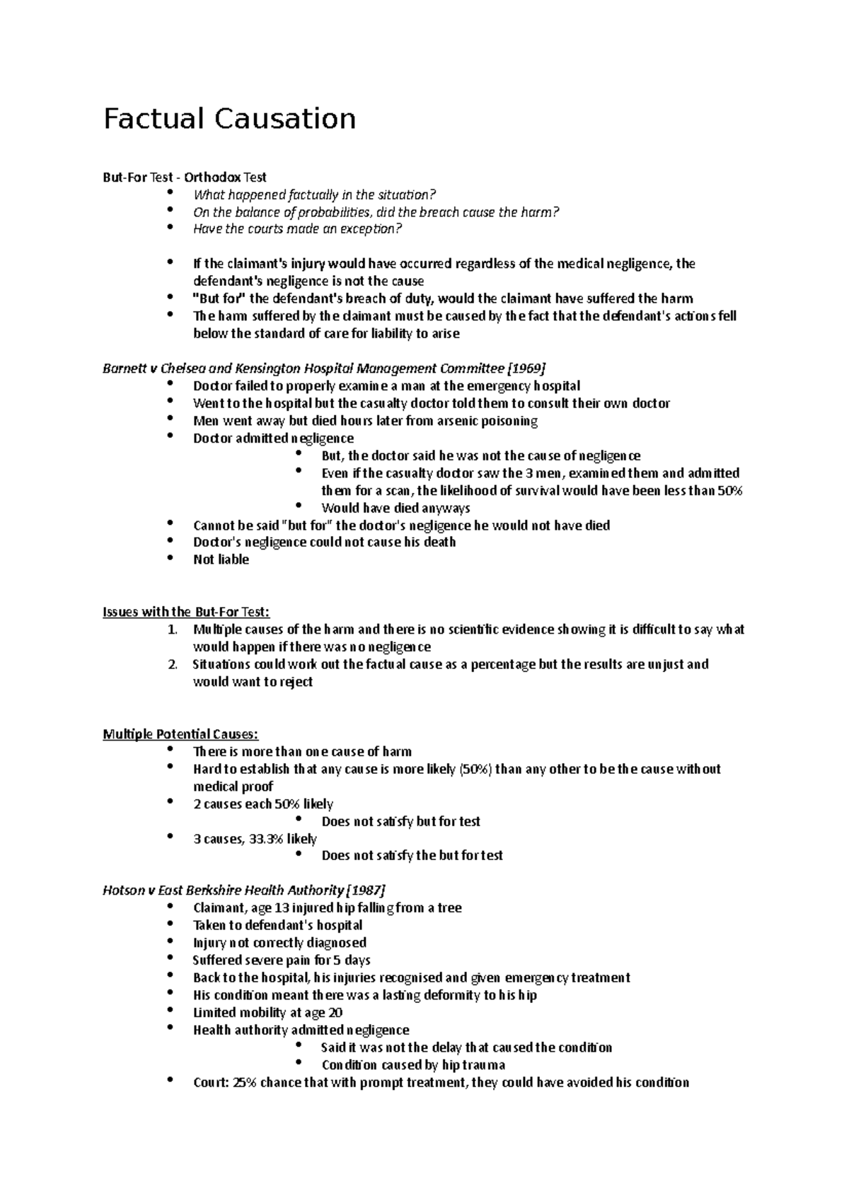 Lecture 4.2 Factual Causation - Factual Causation But-For Test ...