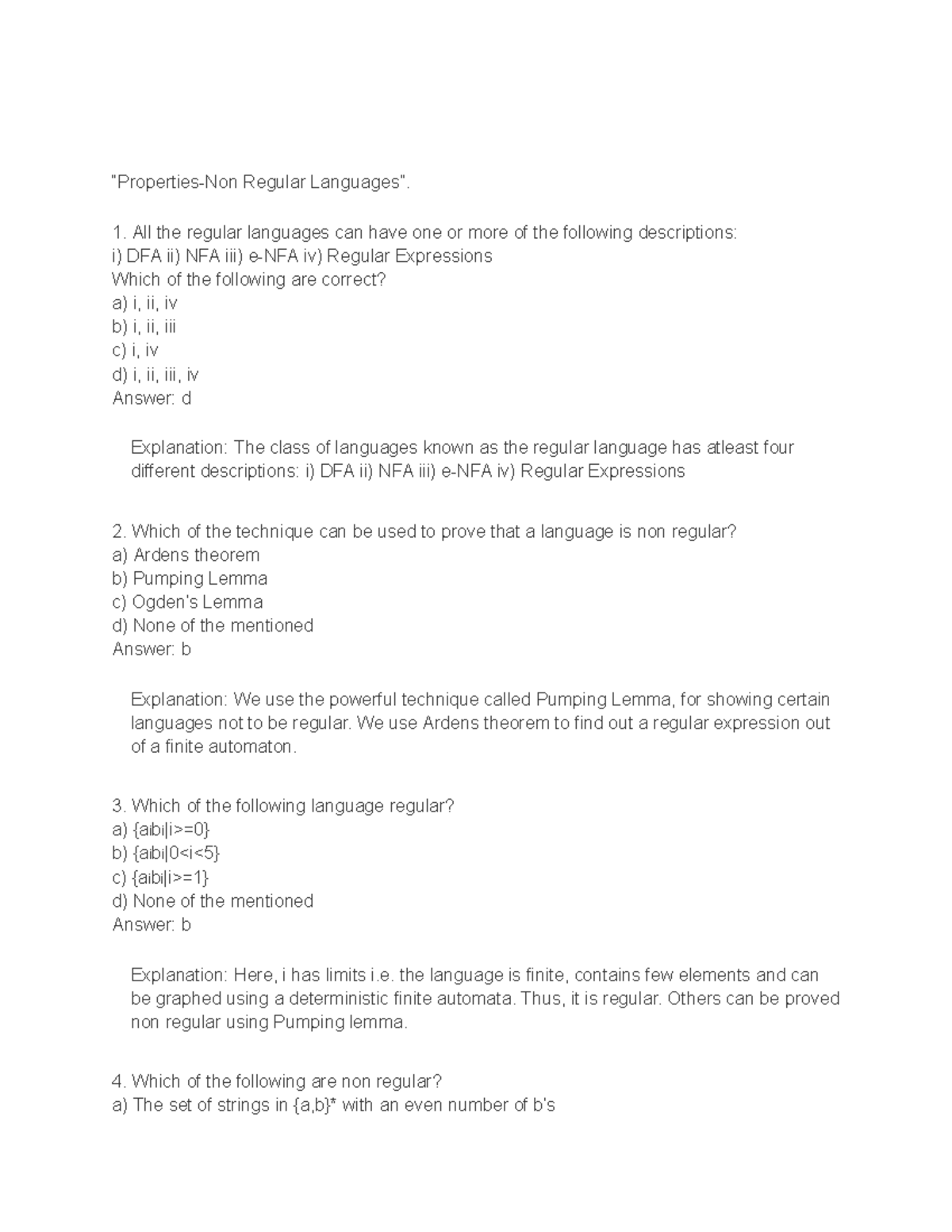 Theory Of Computation 26 Properties Non Regular Languages” All The Regular Languages Can