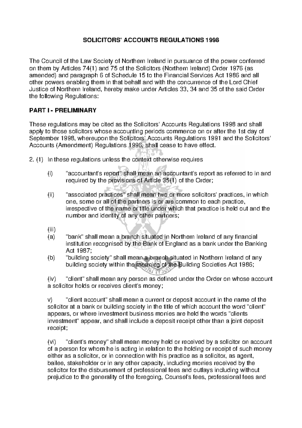 Solicitors Accounts Regulations 1998 - New Zealand - SOLICITORS ...