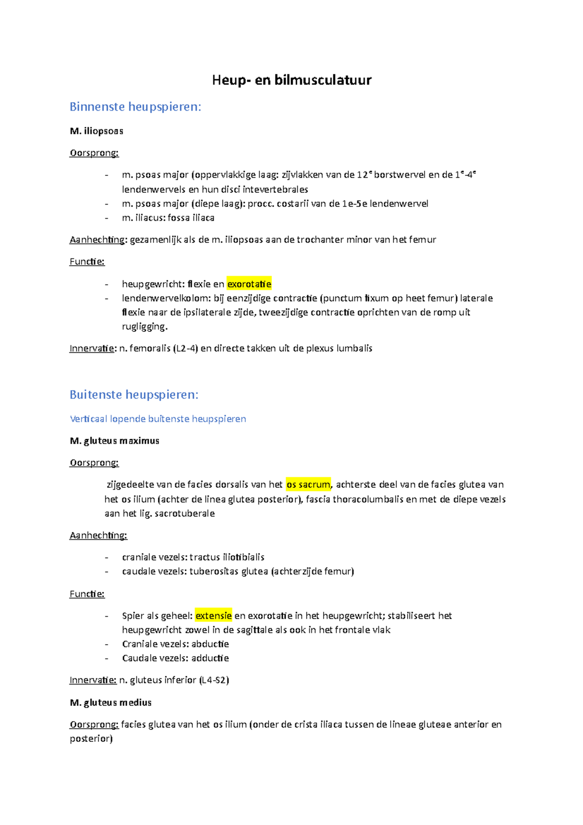 Heup- en bilmusculatuur - Heup- en bilmusculatuur Binnenste heupspieren ...