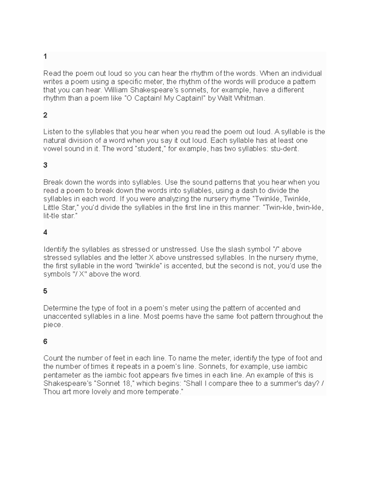 Steps IN Identifying Meter IN Poetry - 1 Read the poem out loud so you ...