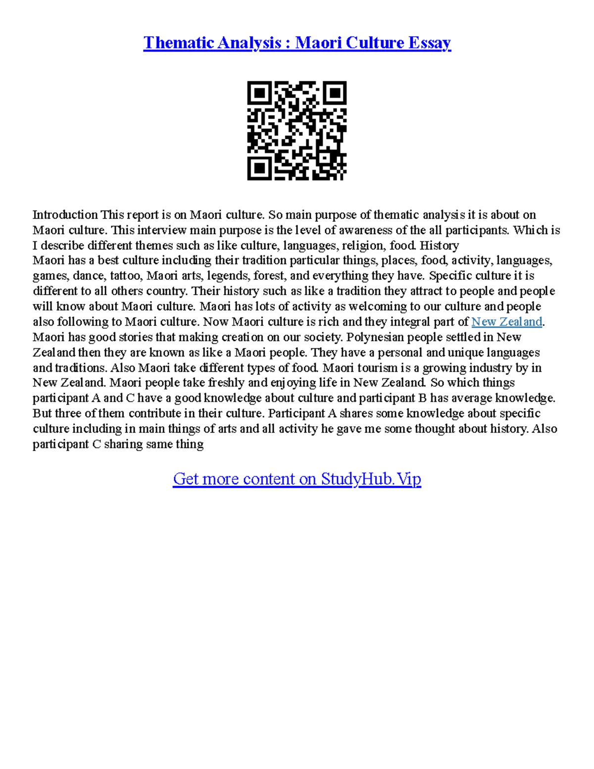 Thematic Analysis Essay - Thematic Analysis : Maori Culture Essay ...