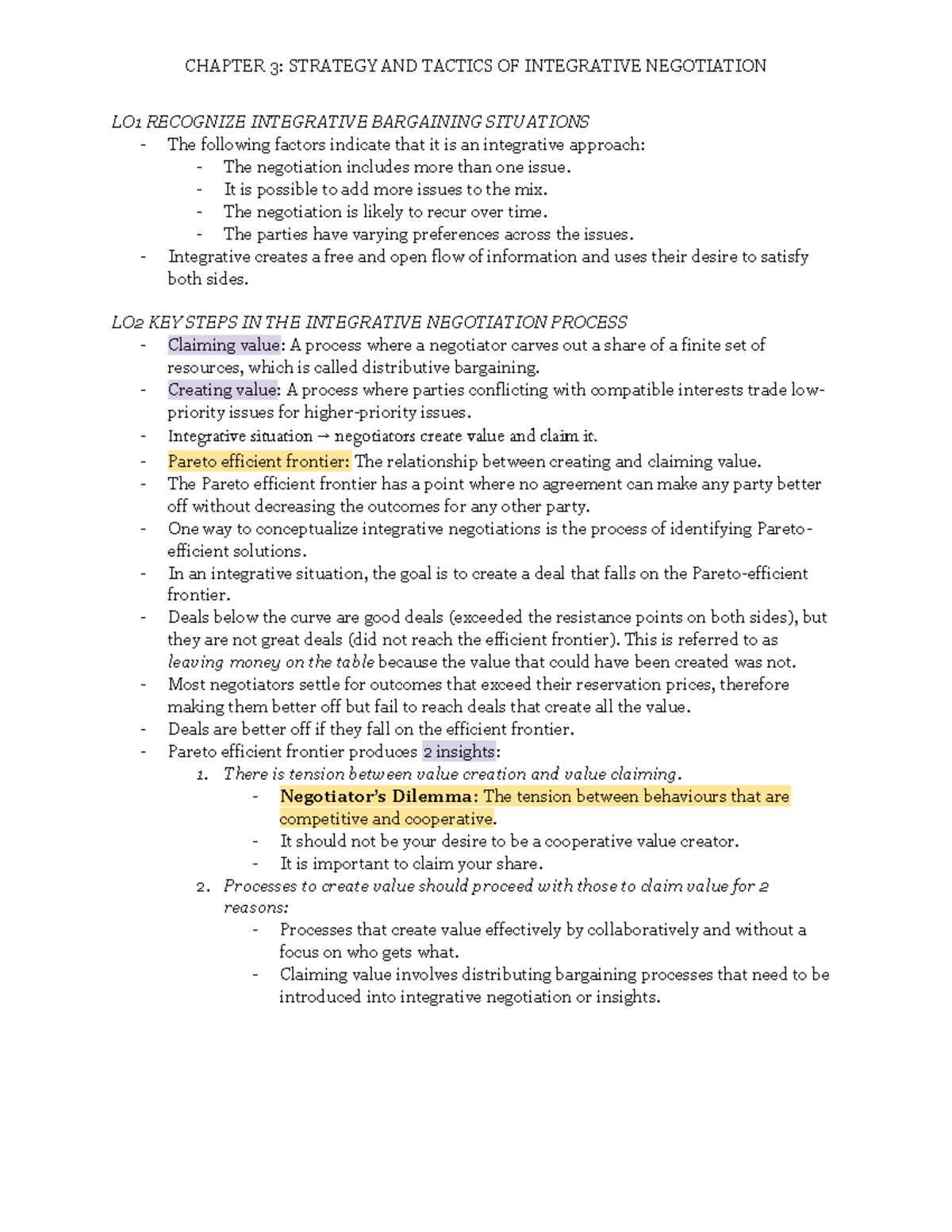 Chapter 3 Integrative Negotiation - CHAPTER 3: STRATEGY AND TACTICS OF INTEGRATIVE NEGOTIATION ...