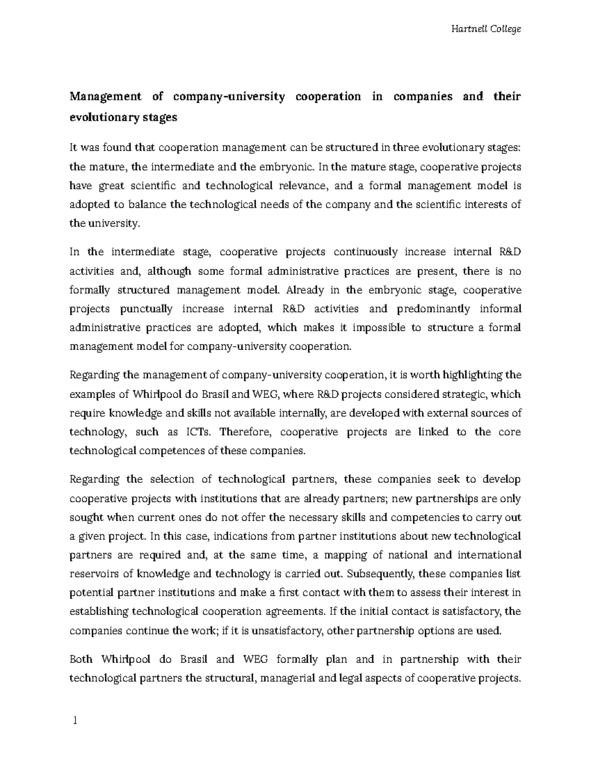 Business cooperation management. - Management of company-university ...