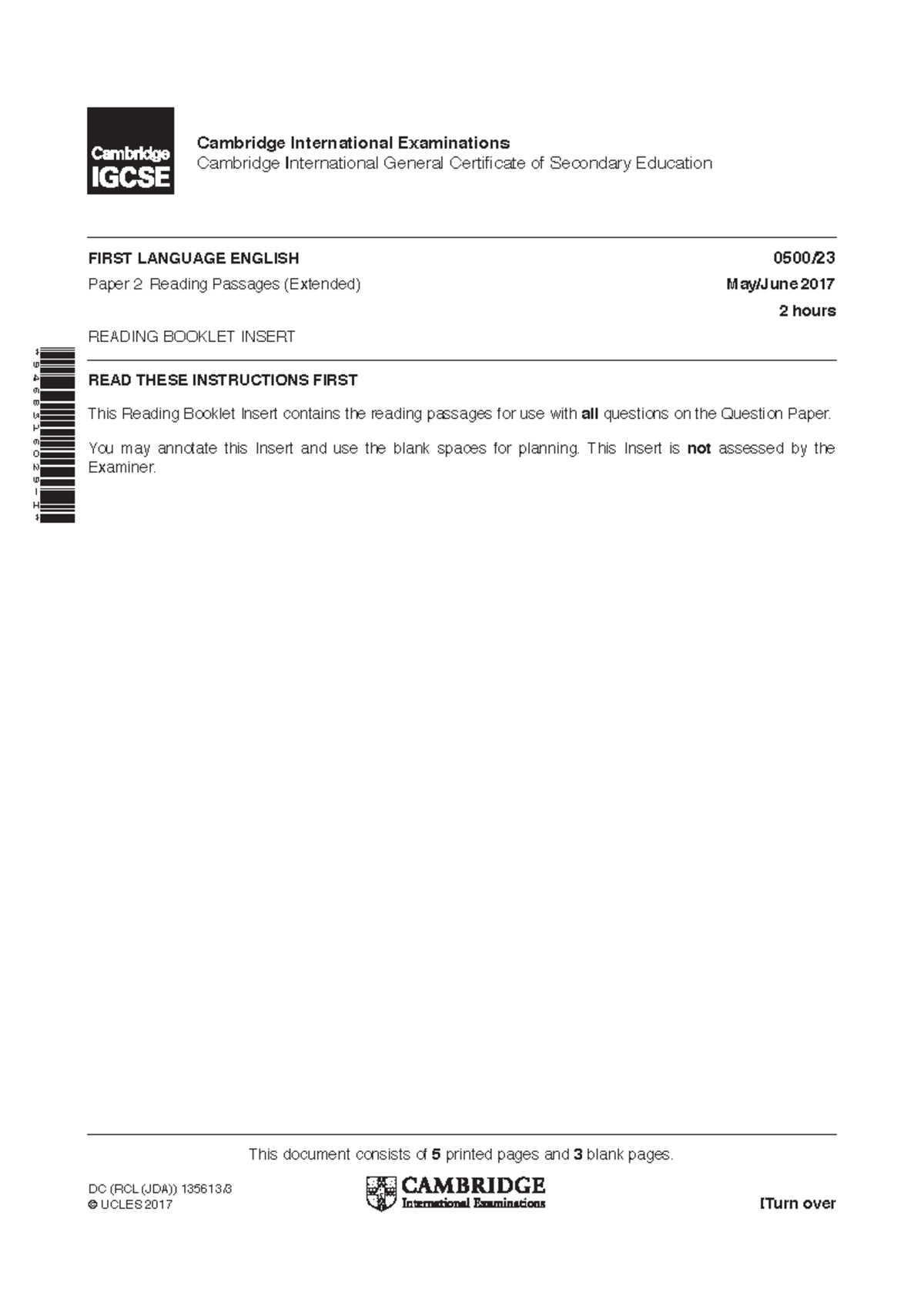 0500 s17 in 23 - English primary checkpoint paper - This document ...