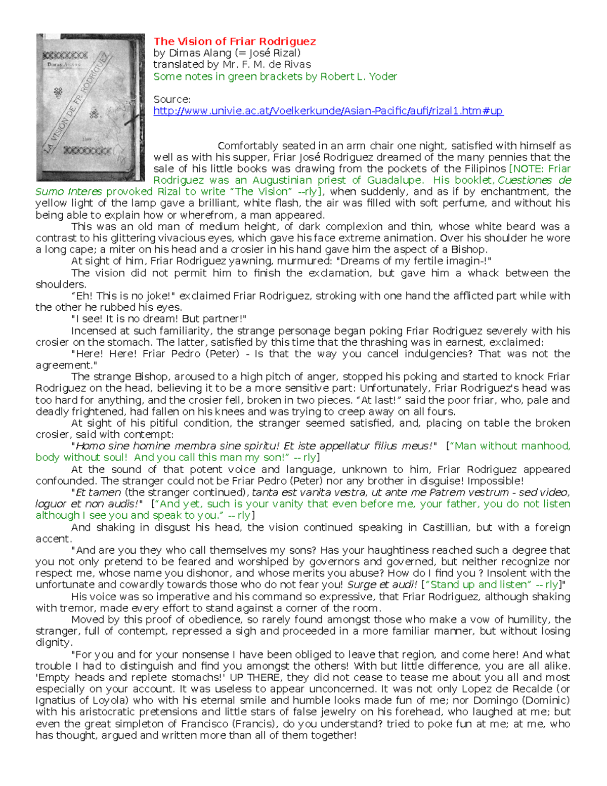 La Vision de Fray Rodriguez by Dimasalang - The Vision of Friar ...