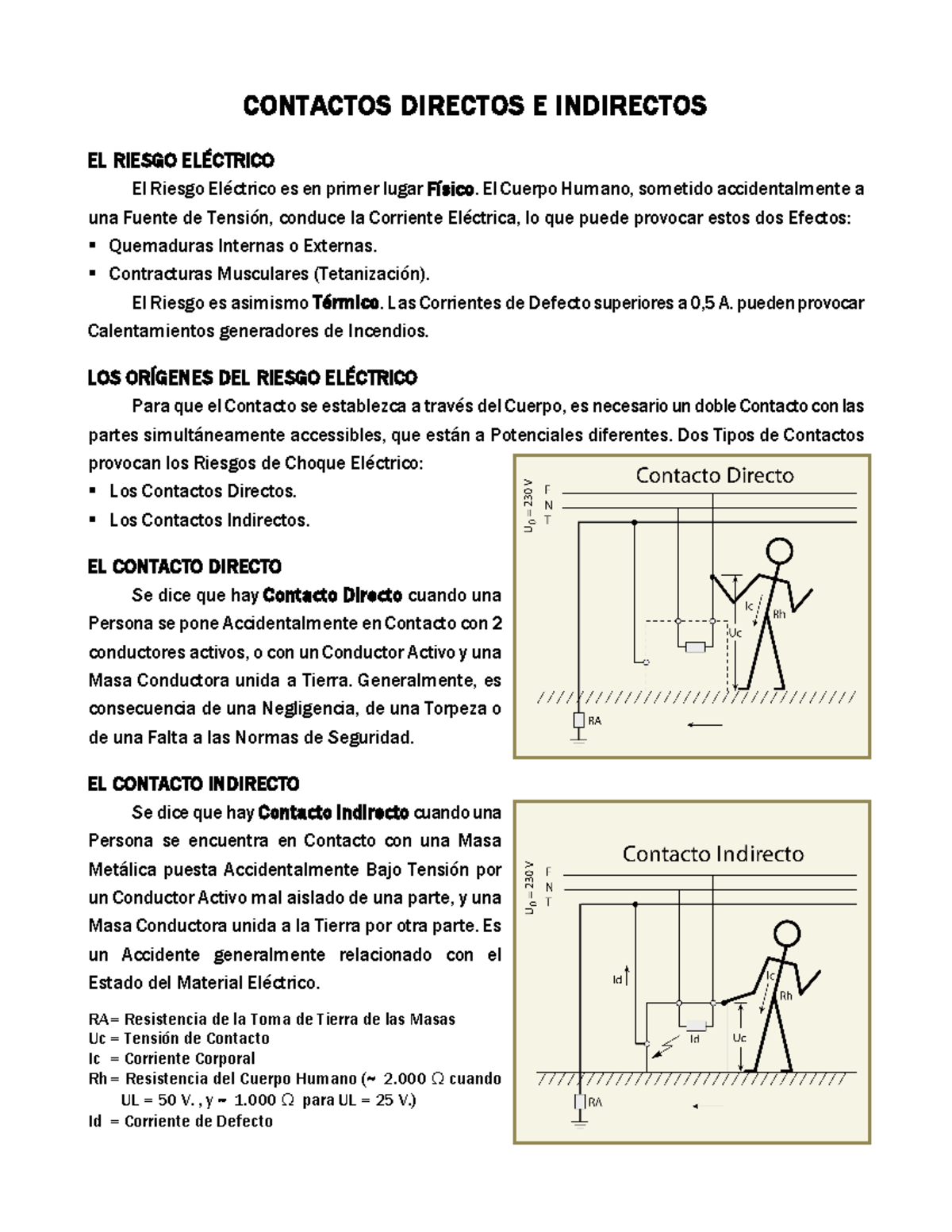 Descripción de los Contactos directos e indirectos - CONTACTOS DIRECTOS ...