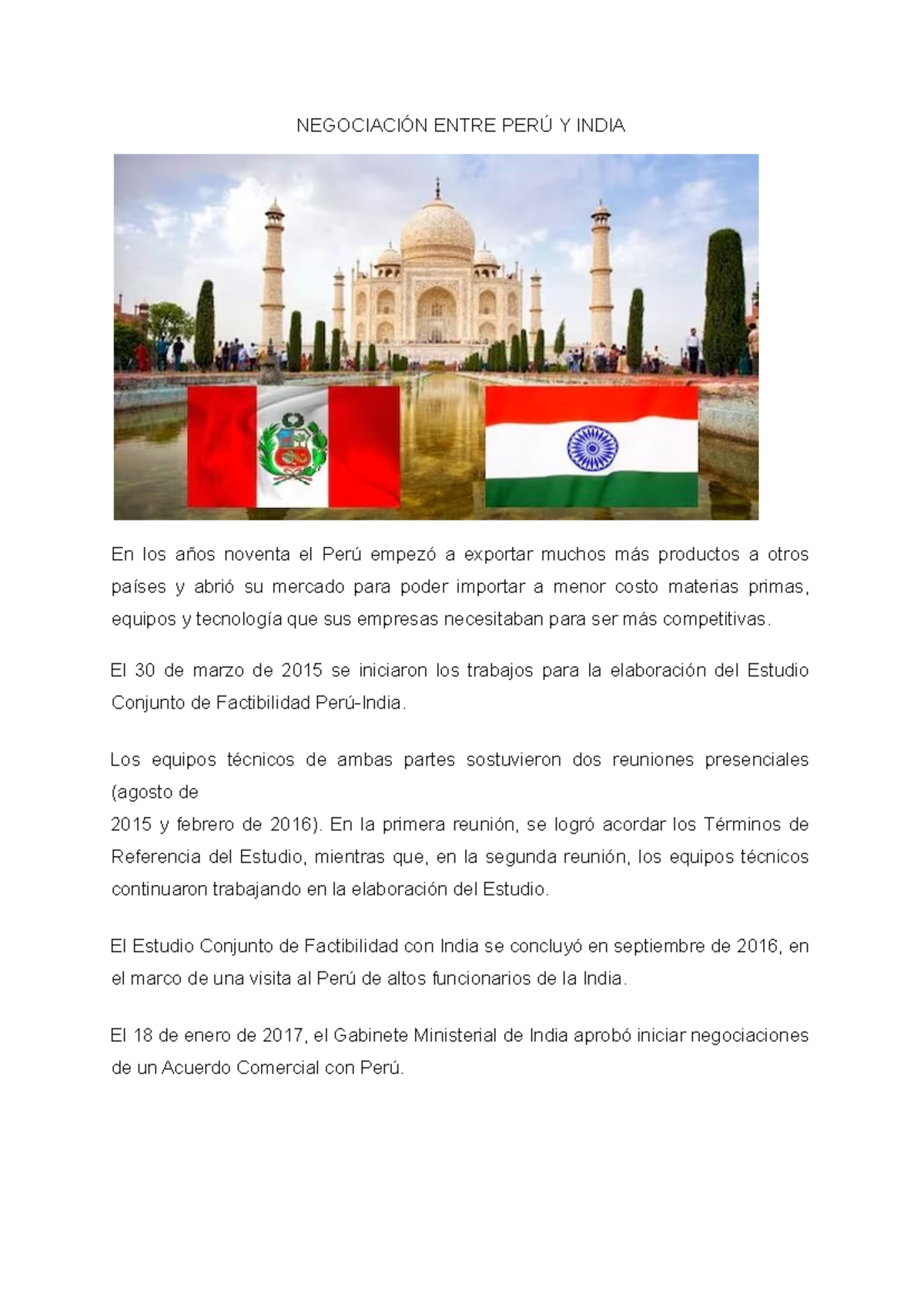 Negociacion DE India CON PERU - NEGOCIACIÓN ENTRE PERÚ Y INDIA En los ...