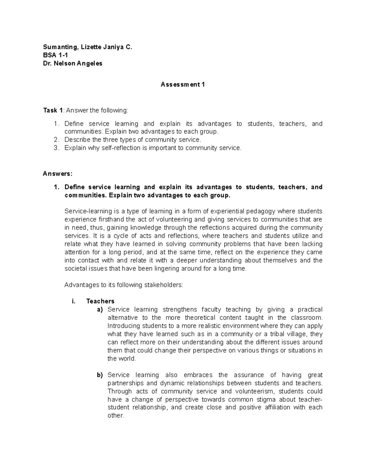 CWTS - CWTS Lecture Notes - Sumanting, Lizette Janiya C. BSA 1- Dr ...
