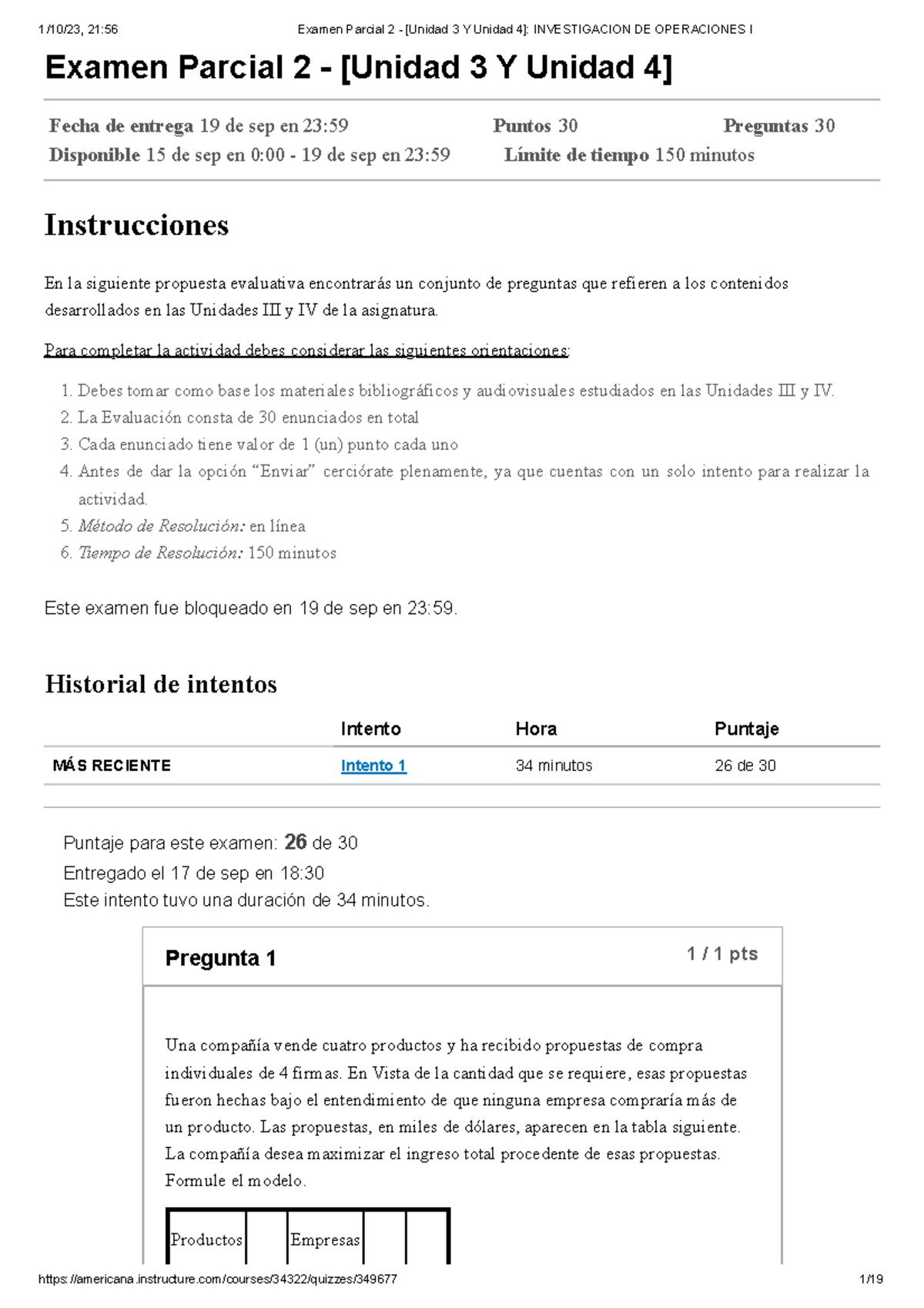 Examen Parcial 2 - [Unidad 3 Y Unidad 4] Investigacion DE Operaciones I - Examen Parcial 2 ...