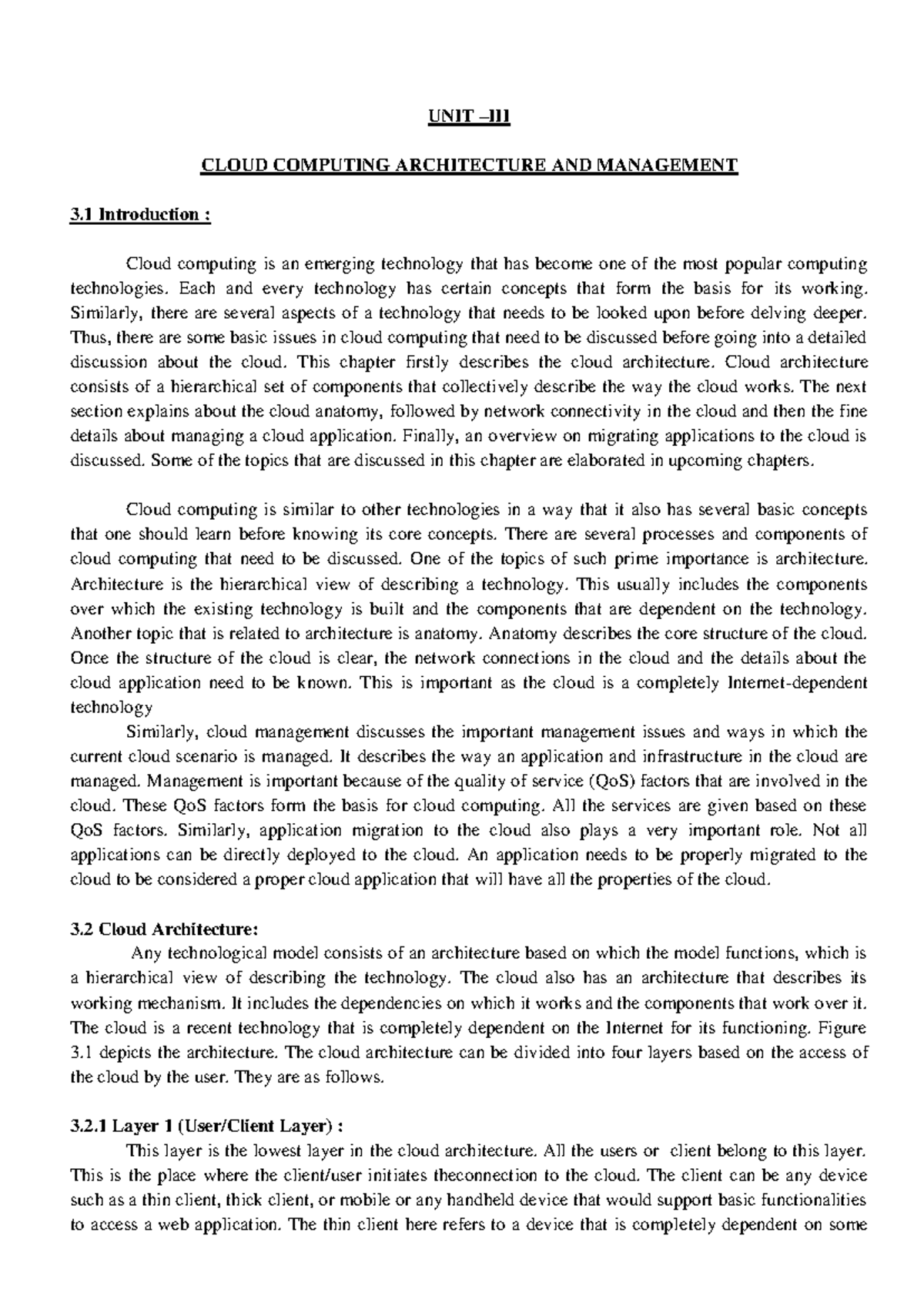 CC UNIT 3, 4 & 5 Notes - UNIT – III CLOUD COMPUTING ARCHITECTURE AND ...
