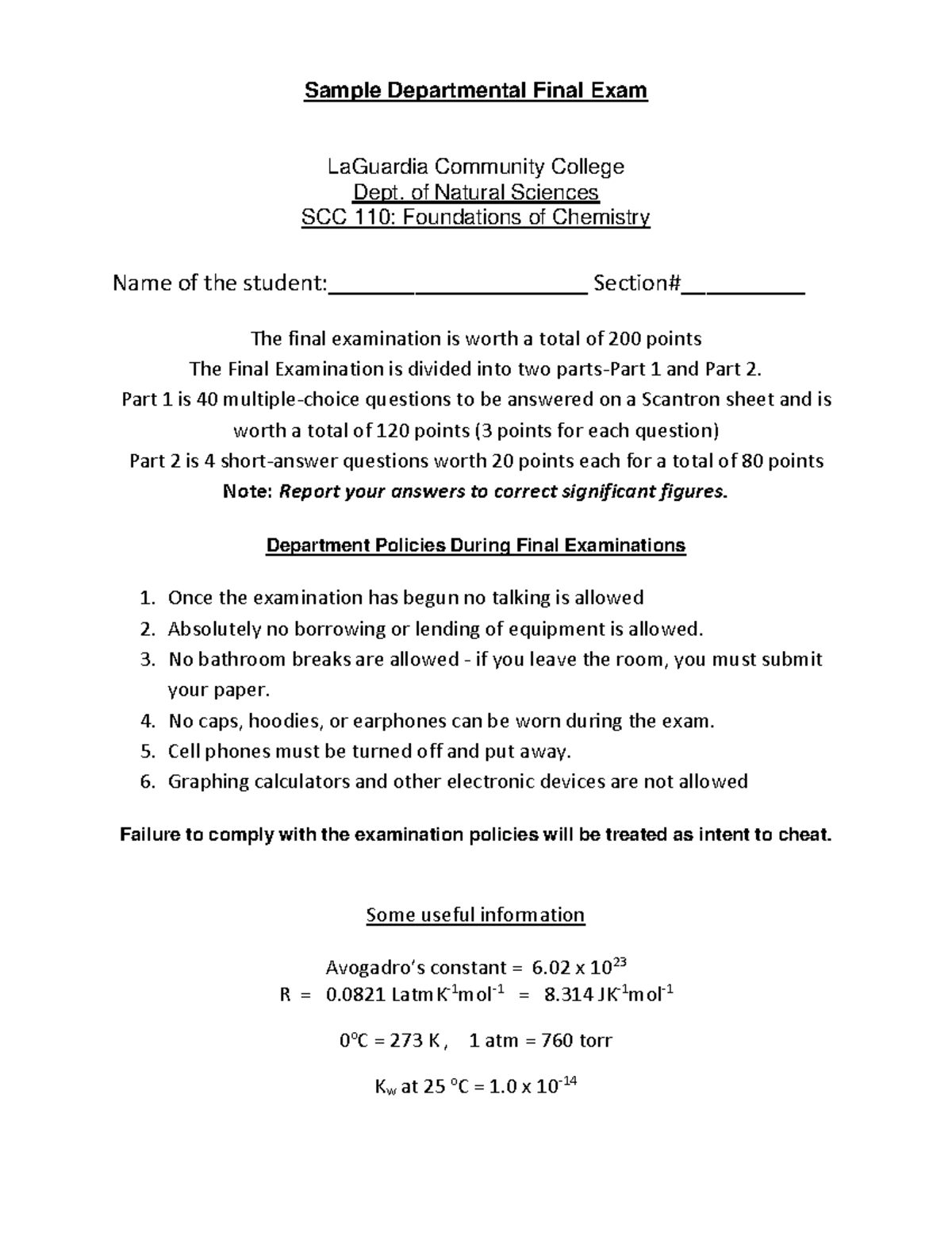 SCC110-Sample Final Exam - Sample Departmental Final Exam LaGuardia Community College Dept. of ...