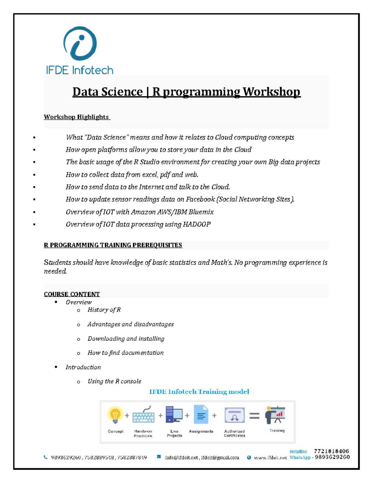 R Data Science syllabus - Data Science R programming Workshop Workshop ...