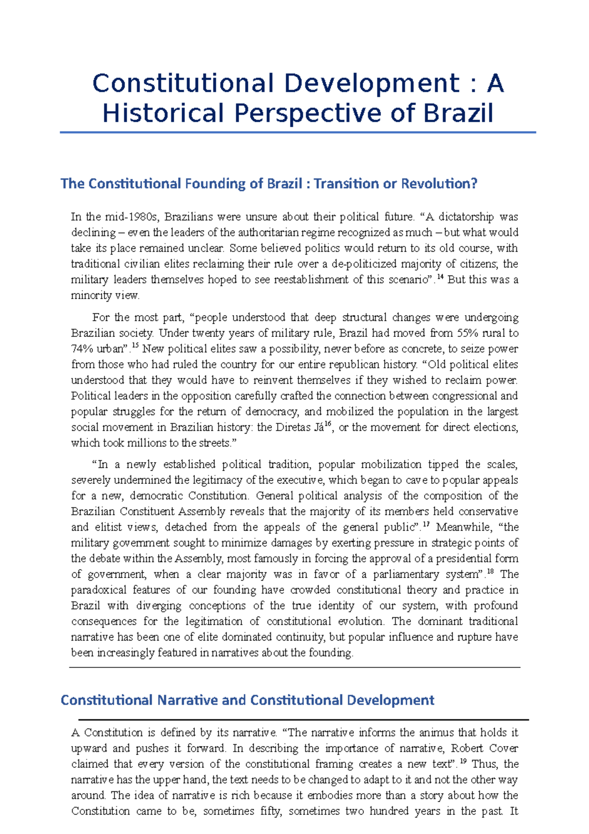 Constitutional Development A Historical Perspective of Brazil - “A ...