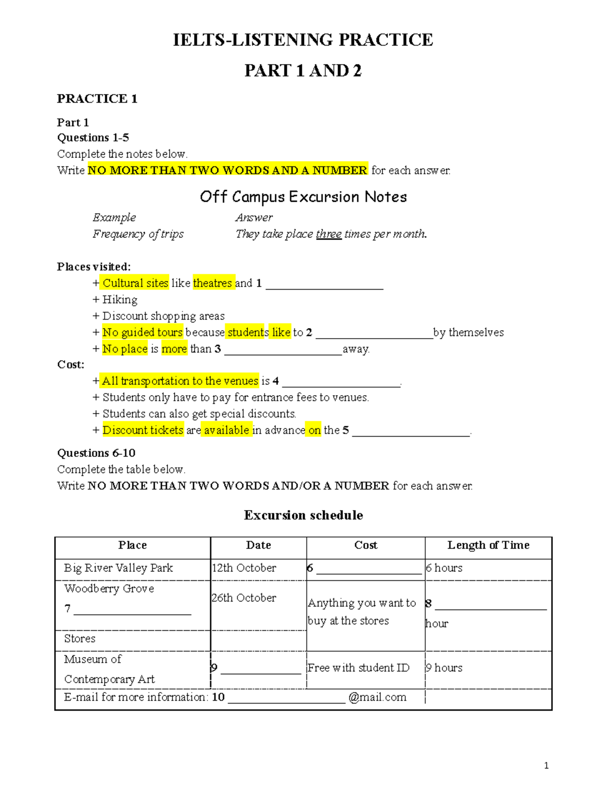 Goc- Ielts-Part 1-2 Listening - ST - IELTS-LISTENING PRACTICE PART 1 ...