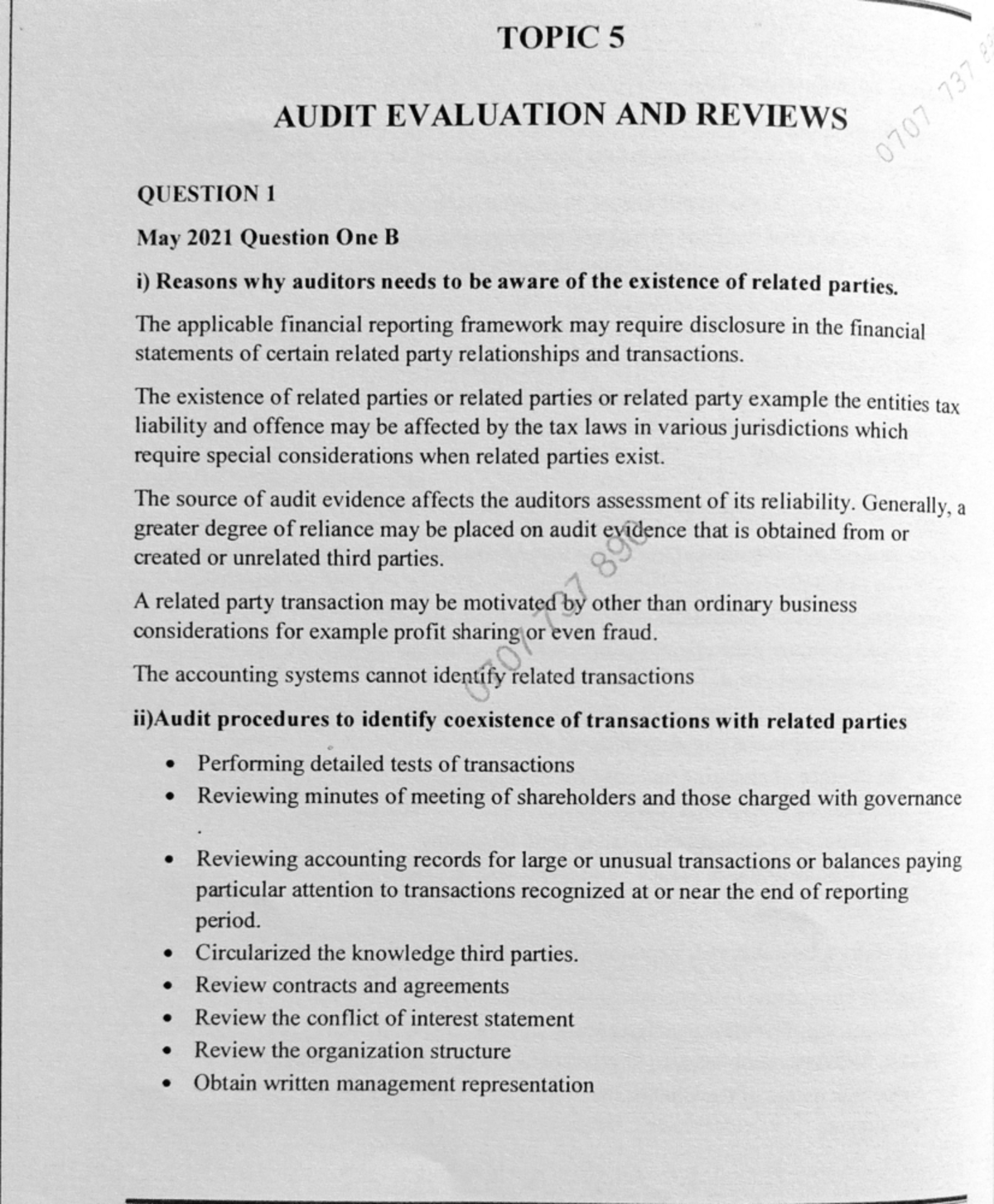 Audit Evaluation and Reviews Answers - TOPIC 5 137 AUDIT EVALUATION AND ...