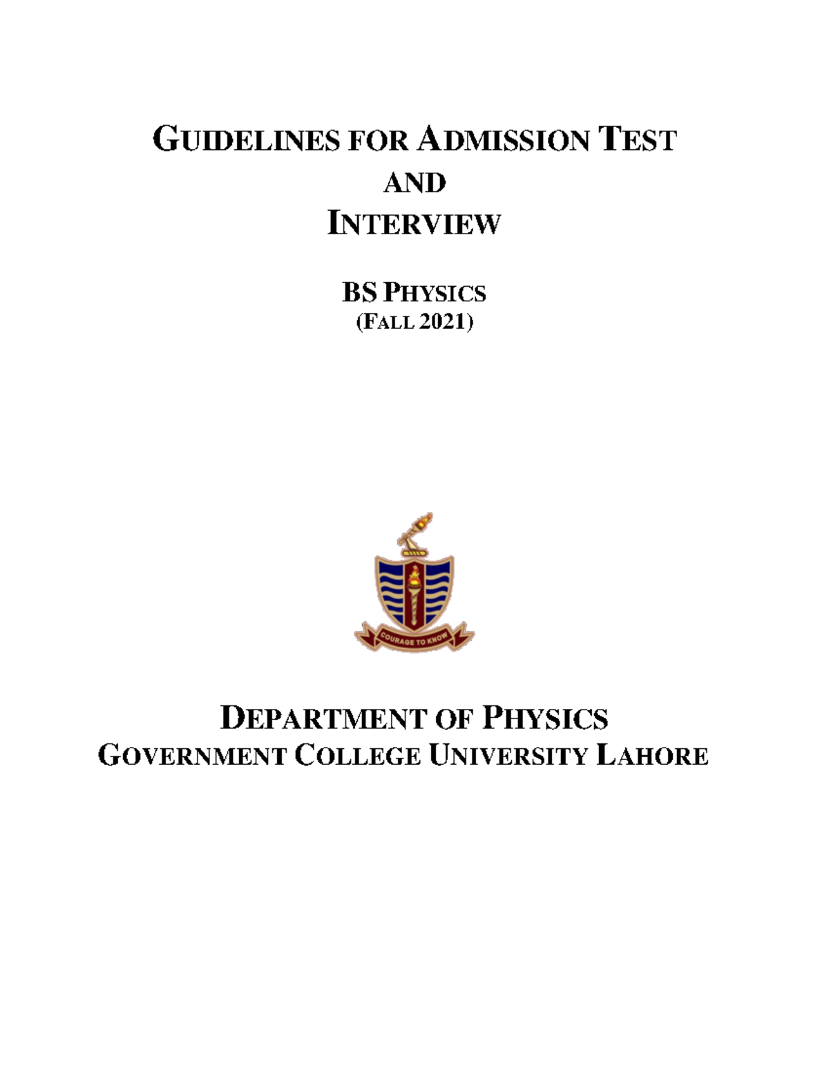 Physics-BS-Sample Paper Test 2021 - GUIDELINES FOR ADMISSION TEST AND ...