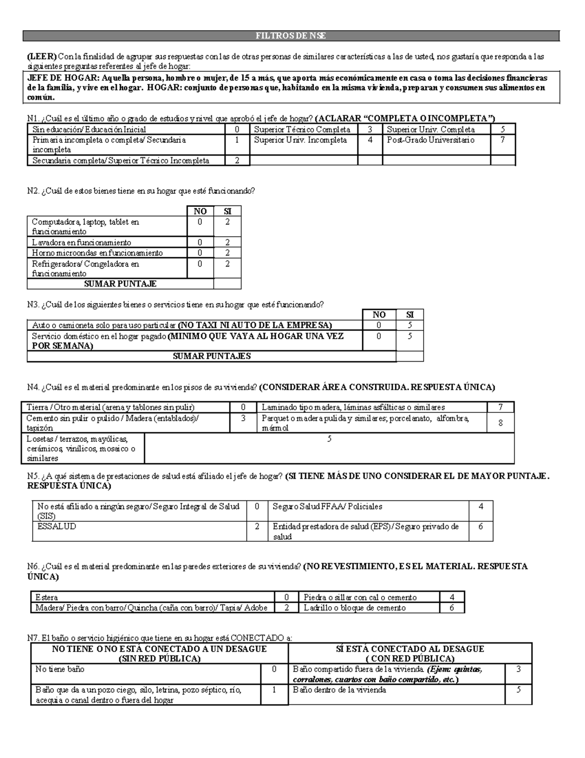 Ficha NSE - Grupo 8 - FILTROS DE NSE (LEER) Con la finalidad de agrupar ...