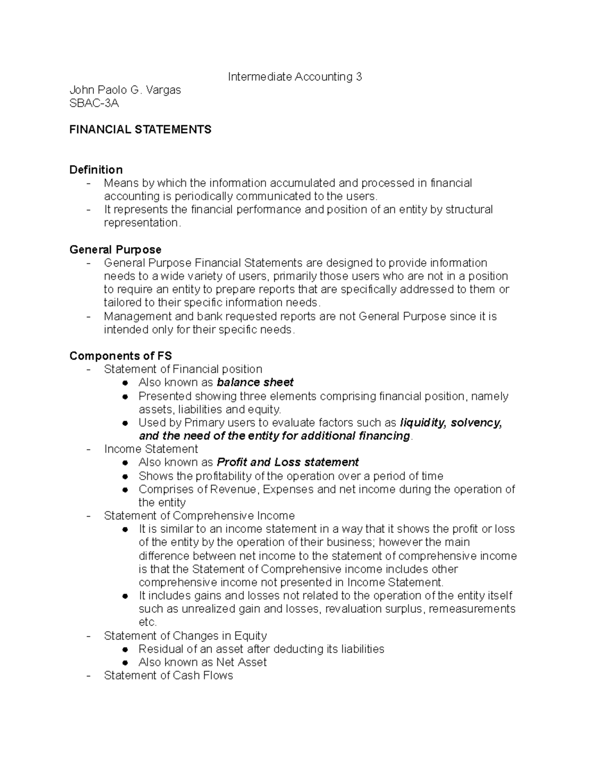 FS AND SFP - asasdas - Intermediate Accounting 3 John Paolo G. Vargas ...