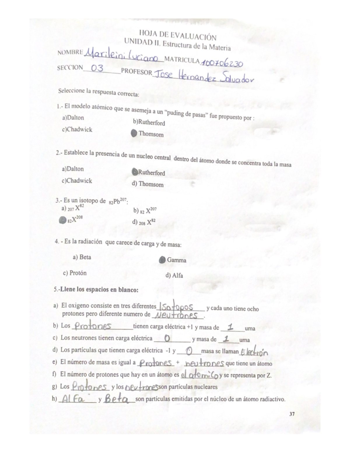 HOJA DE EvaluacióN - Química Básica - Studocu