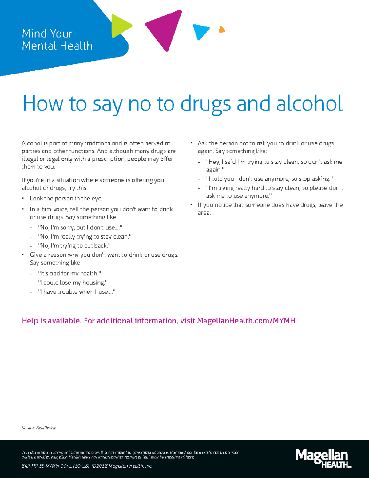 TS-41 Substance-misuse Say-no-to-drugs - Mind Your Mental Health How to ...