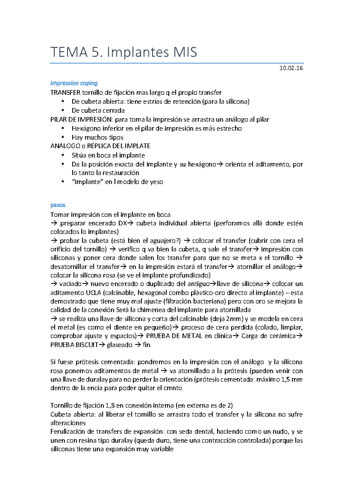 TEMA 5. Implantes MIS - TEMA 5. Implantes MIS 10.02 Impression coping ...