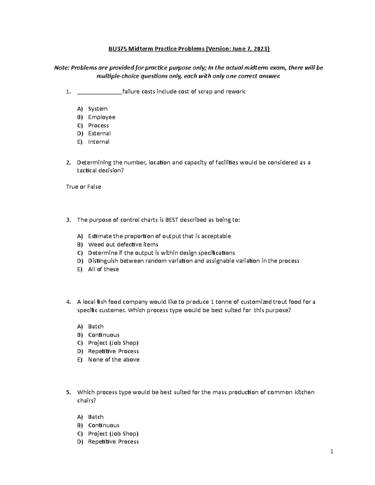 09 Midterm Practice Problems (2023Spring) - BU375 Midterm Practice ...
