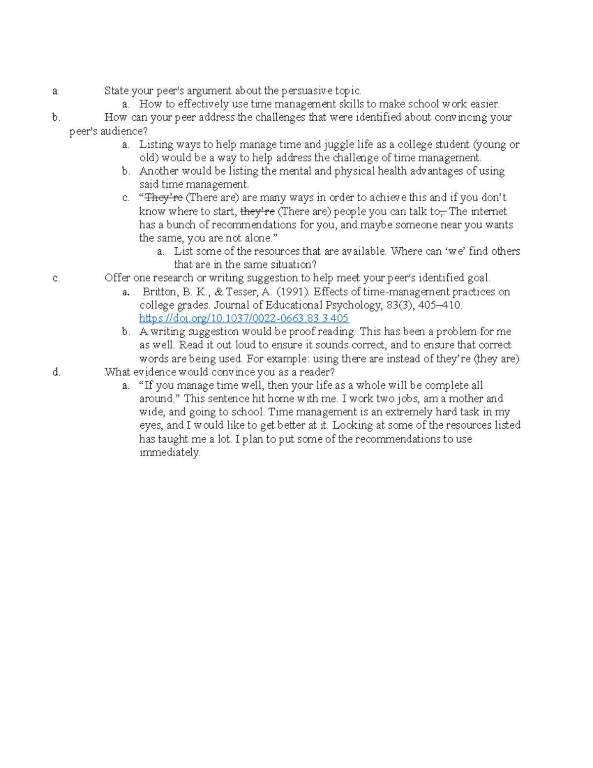 4-6 Discussion Peer Review - Pedro Cruz - a. State your peer's argument ...
