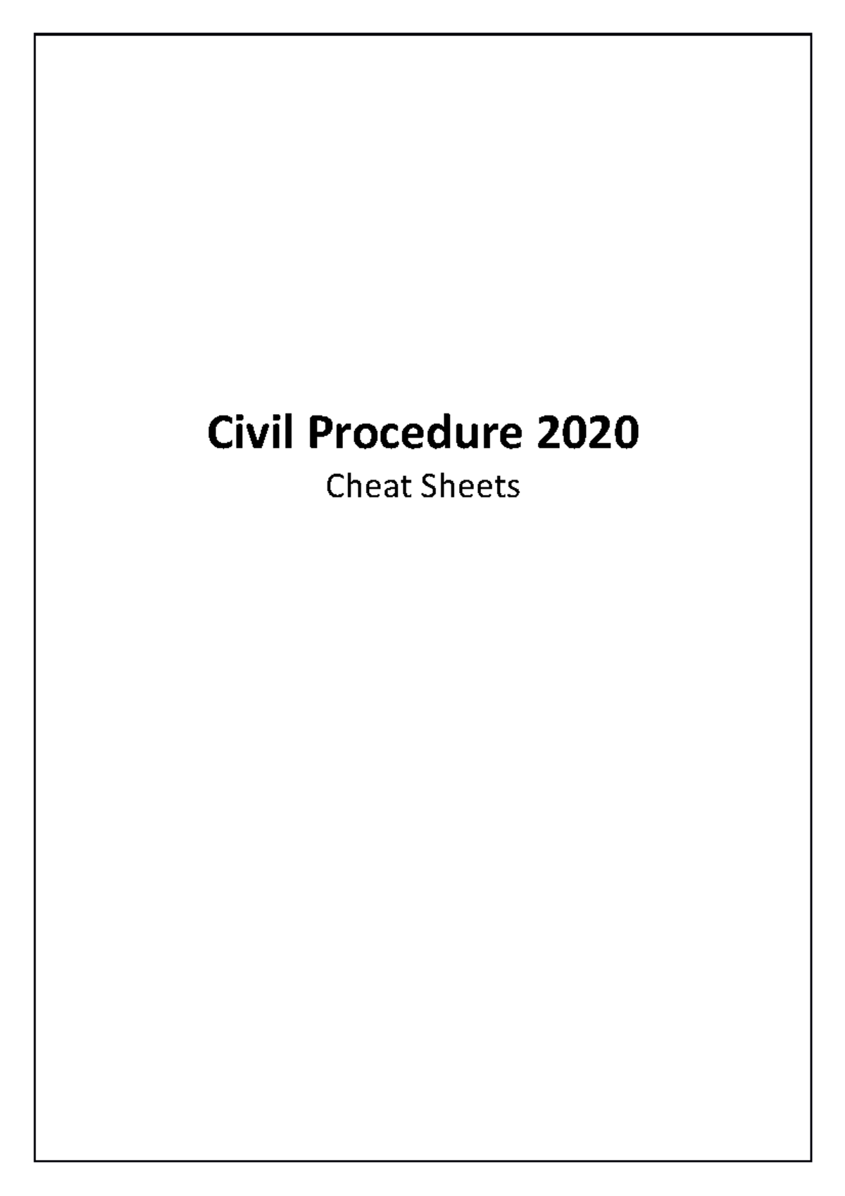 Civil Procedure Cheat Sheets - Civil Procedure 2020 Cheat Sheets ...