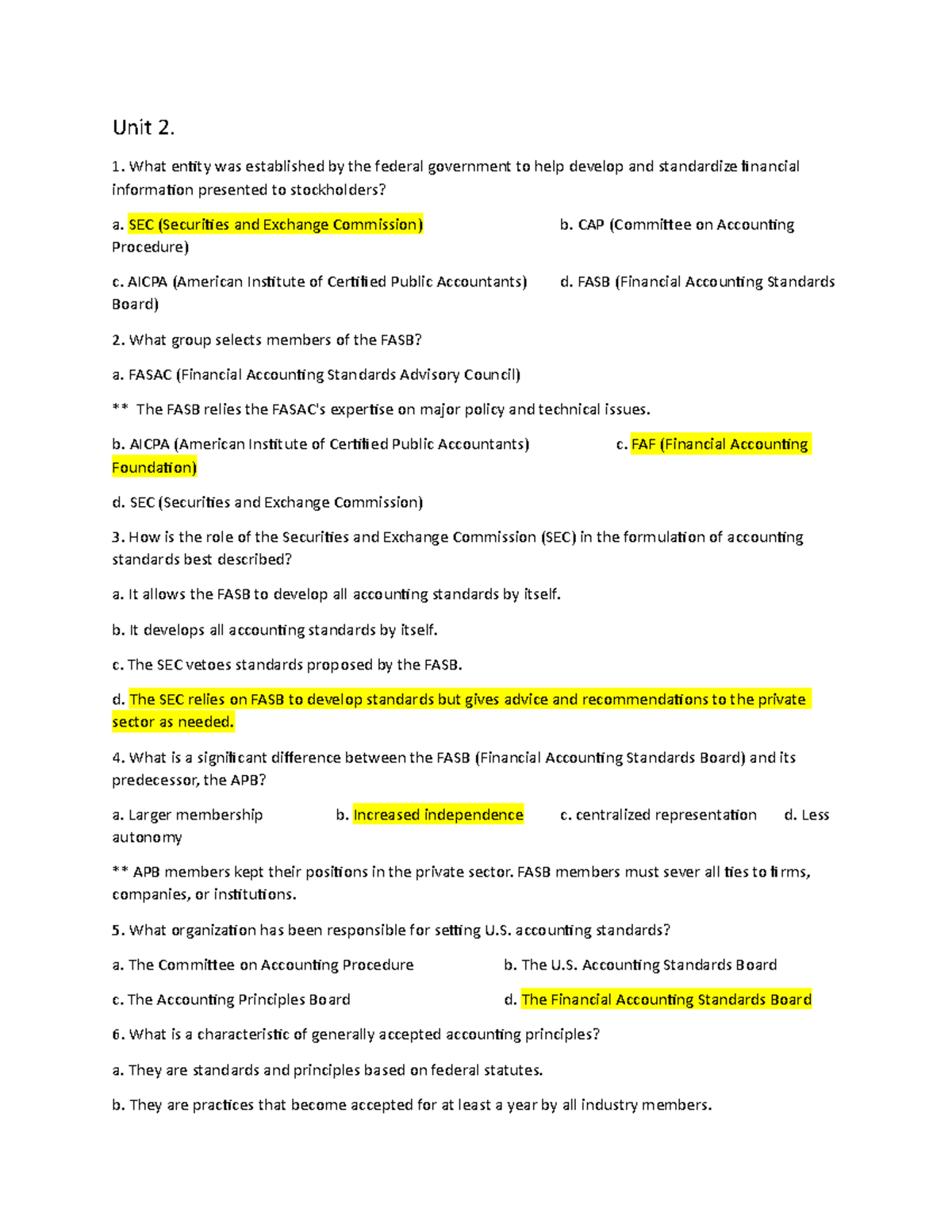 D103 Questions - Unit 2. What entity was established by the federal ...