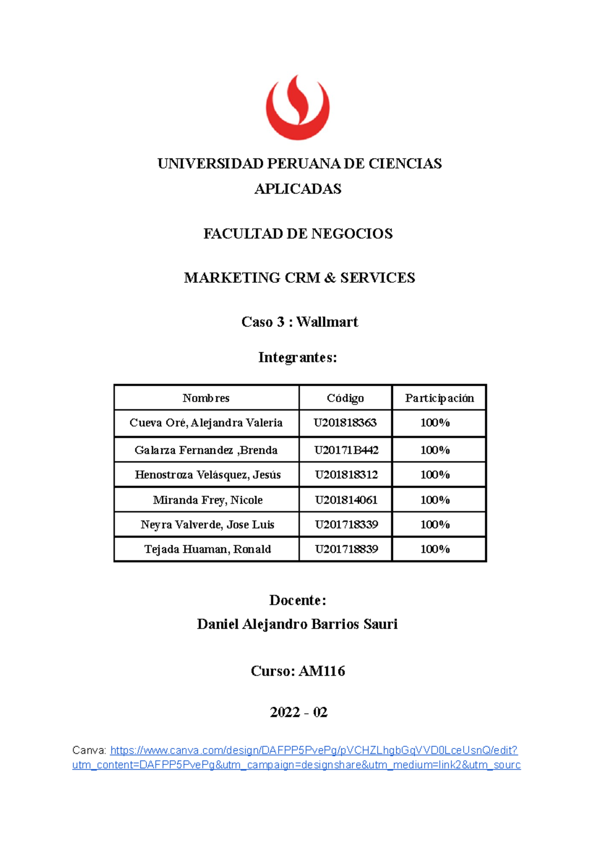 Caso Wallmart Grupo 4 - UNIVERSIDAD PERUANA DE CIENCIAS APLICADAS ...