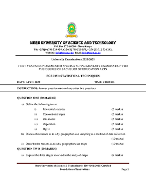 SMS 3451 Demographic Techniques - MERU UNIVERSITY OF SCIENCE AND ...