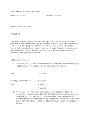 Comprehensive Accounting Cycle Problem - COMPREHENSIVE ACCOUNTING CYCLE ...