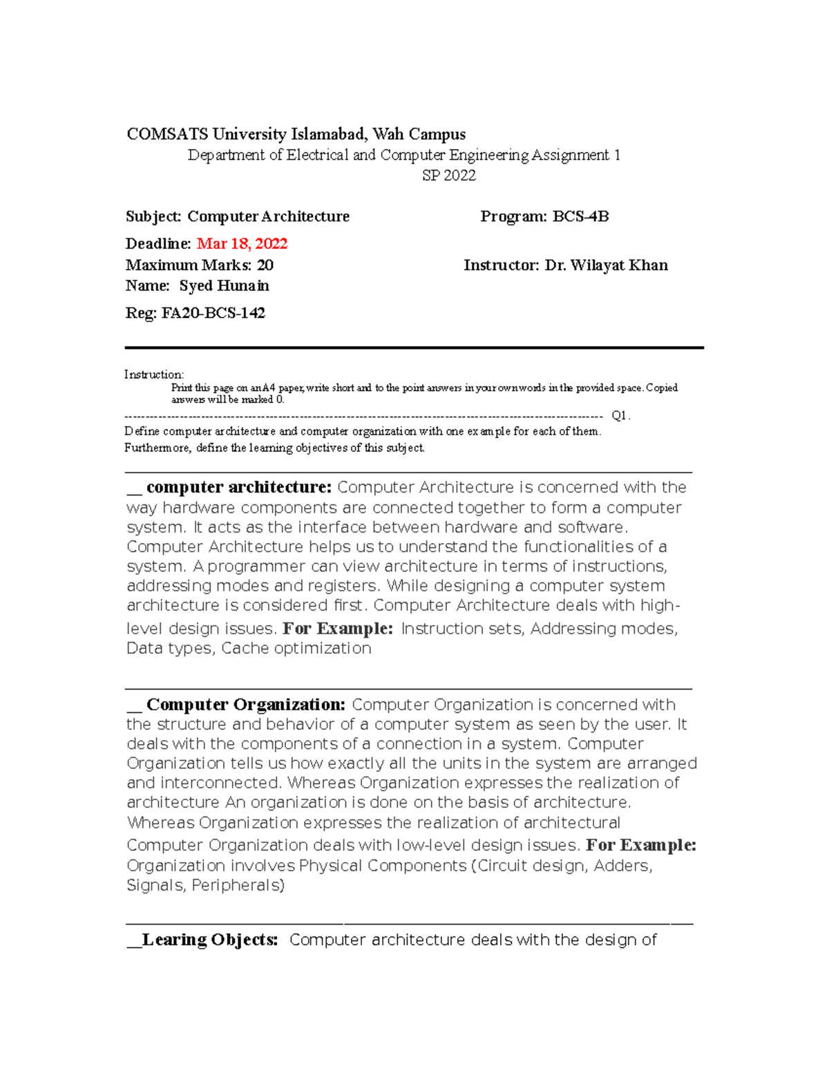 Assignment-1-BCS-4B - COMSATS University Islamabad, Wah Campus ... Assignment-1-BCS-4B - COMSATS University Islamabad, Wah Campus ...