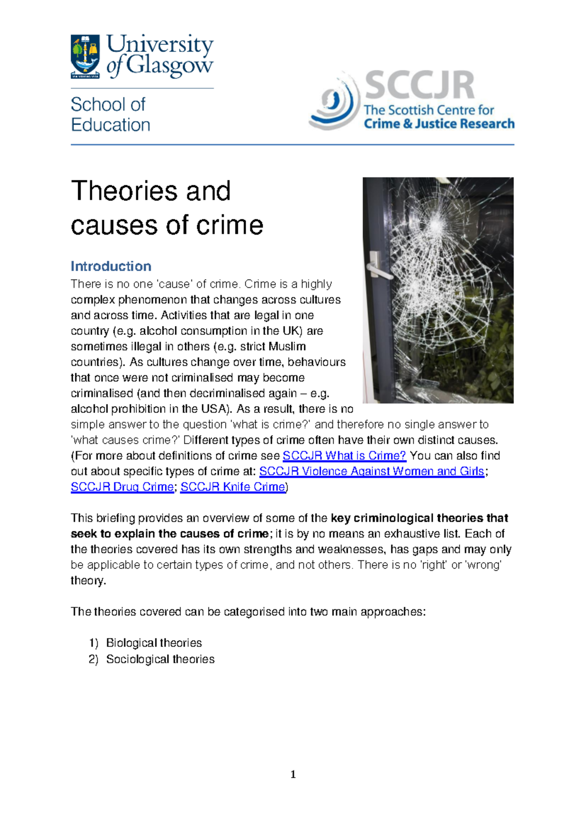 Sccjr-Causes-of-Crime - Theories and causes of crime Introduction There ...