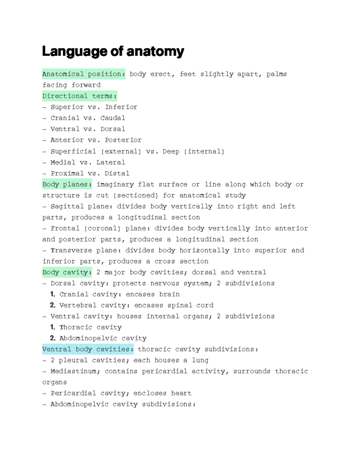 Language of anatomy - L a n g u a g e o f a n a to m y Anatomical ...