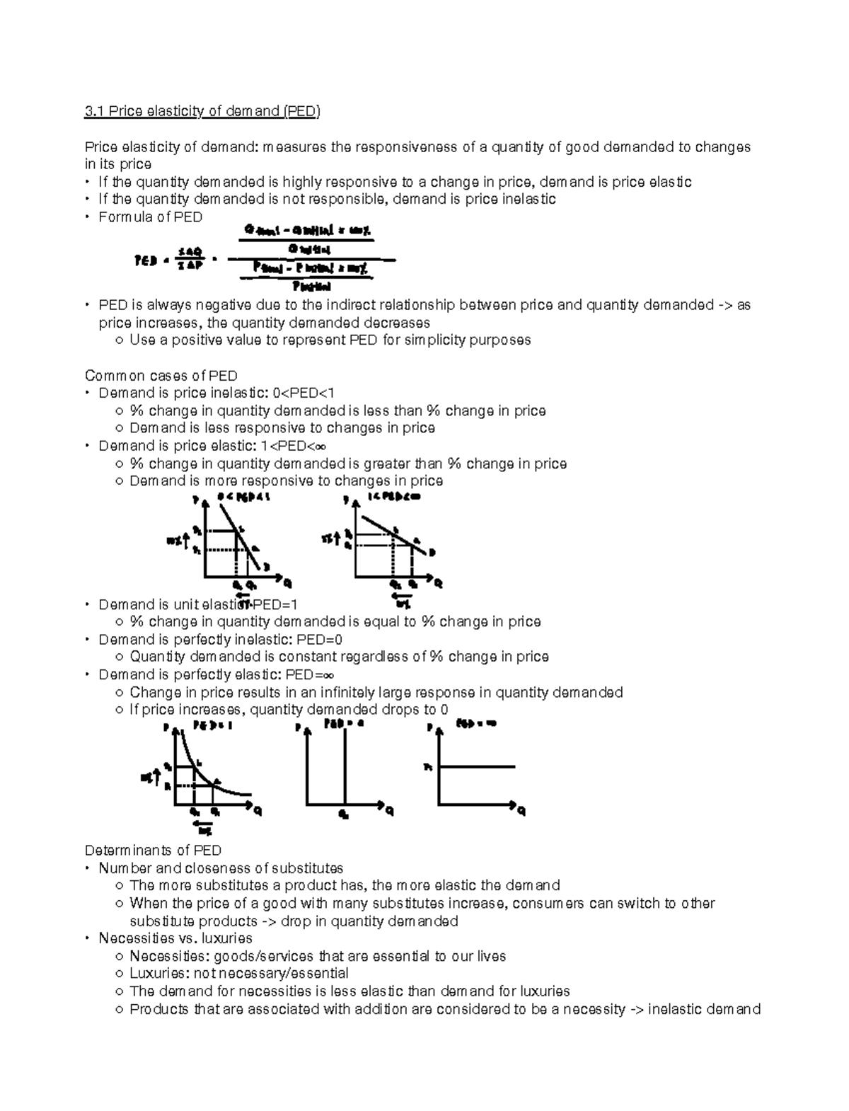 3.1 Price elasticity of demand (PED) - 3 Price elasticity of demand ...