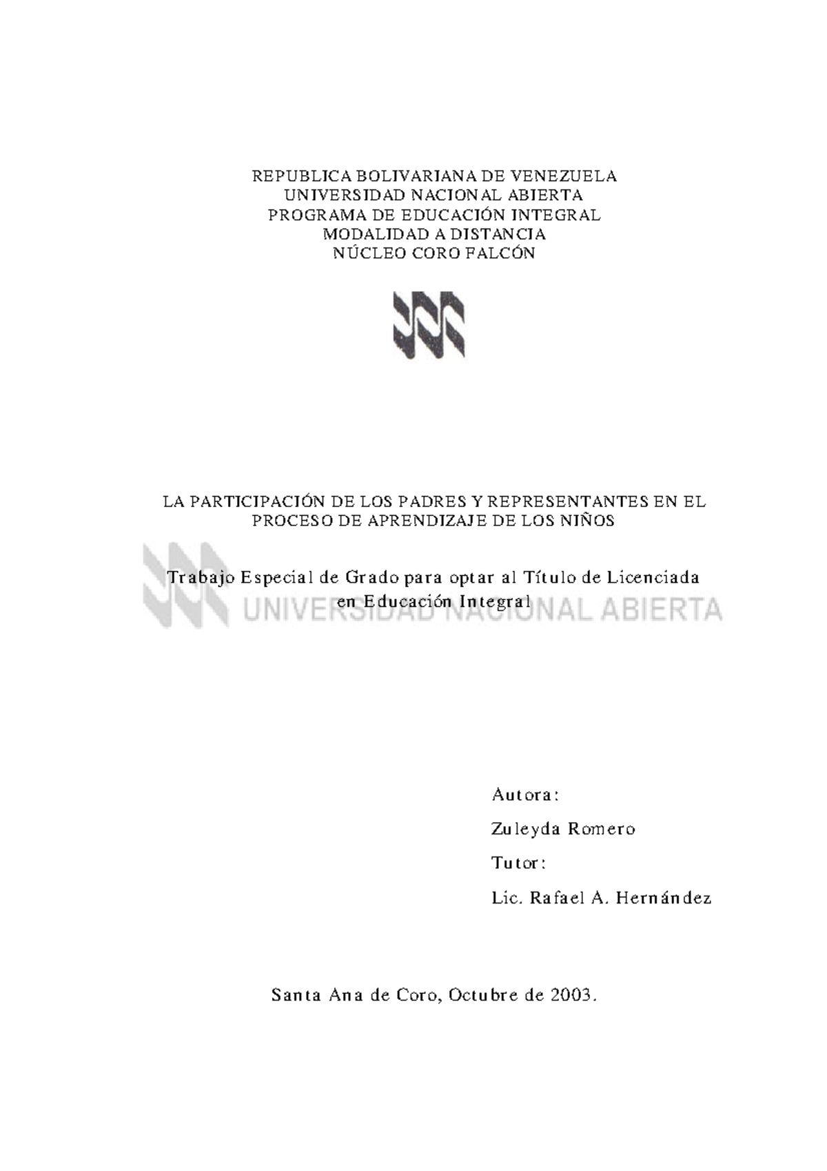 Tesis unasec - trabajo de grado - RE P UBLICA BOLIVARIANA DE VE NE ZUE ...
